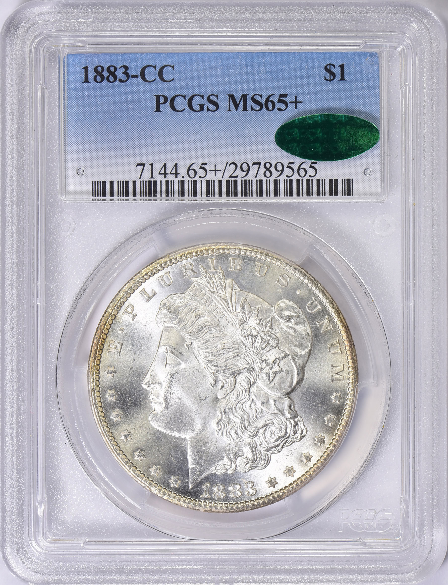 1883-CC Morgan Silver Dollar PCGS MS-65+ (CAC Green) (Item 1717847) | GreatCollections Coin Auctions