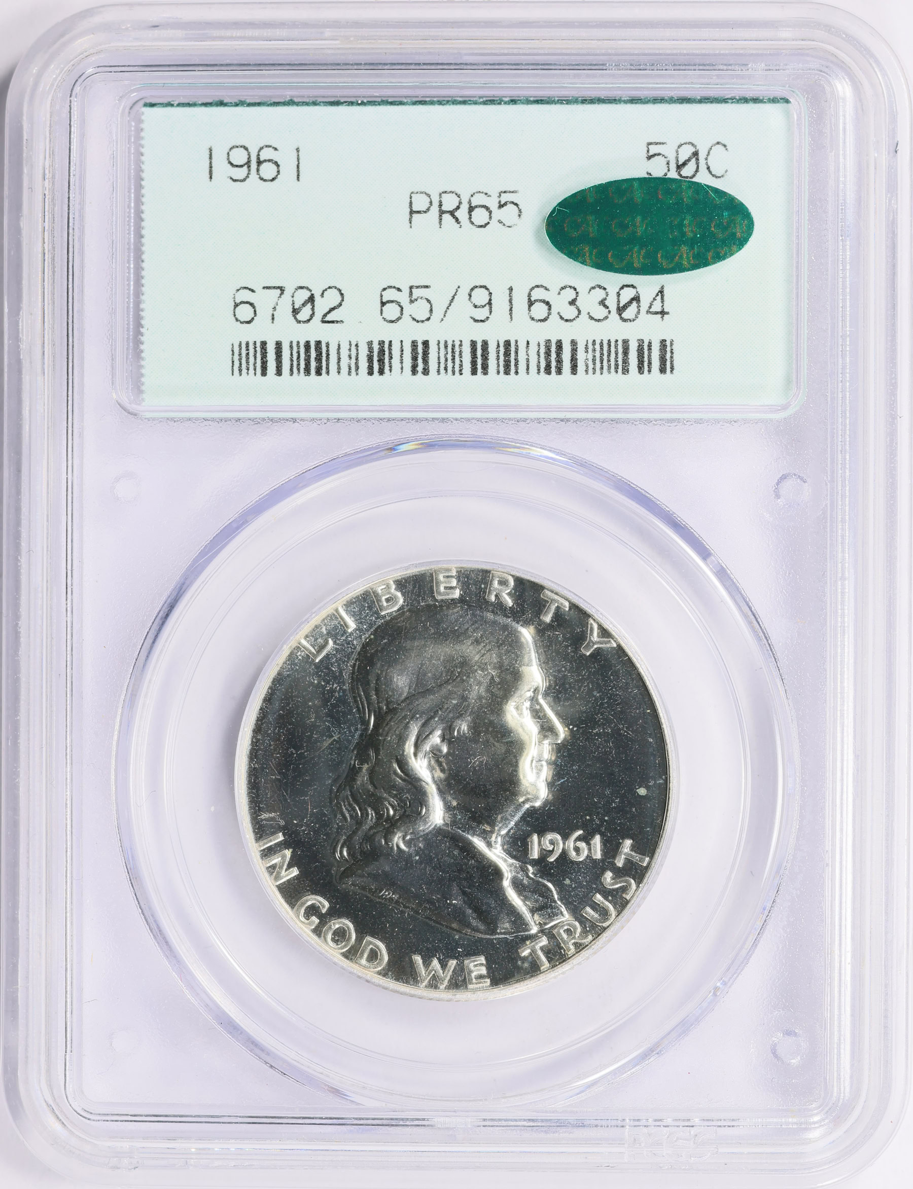 1961 Franklin Half Dollar PCGS Proof-65 (CAC Green) OGH (2nd Gen) (Item 1717900 ...