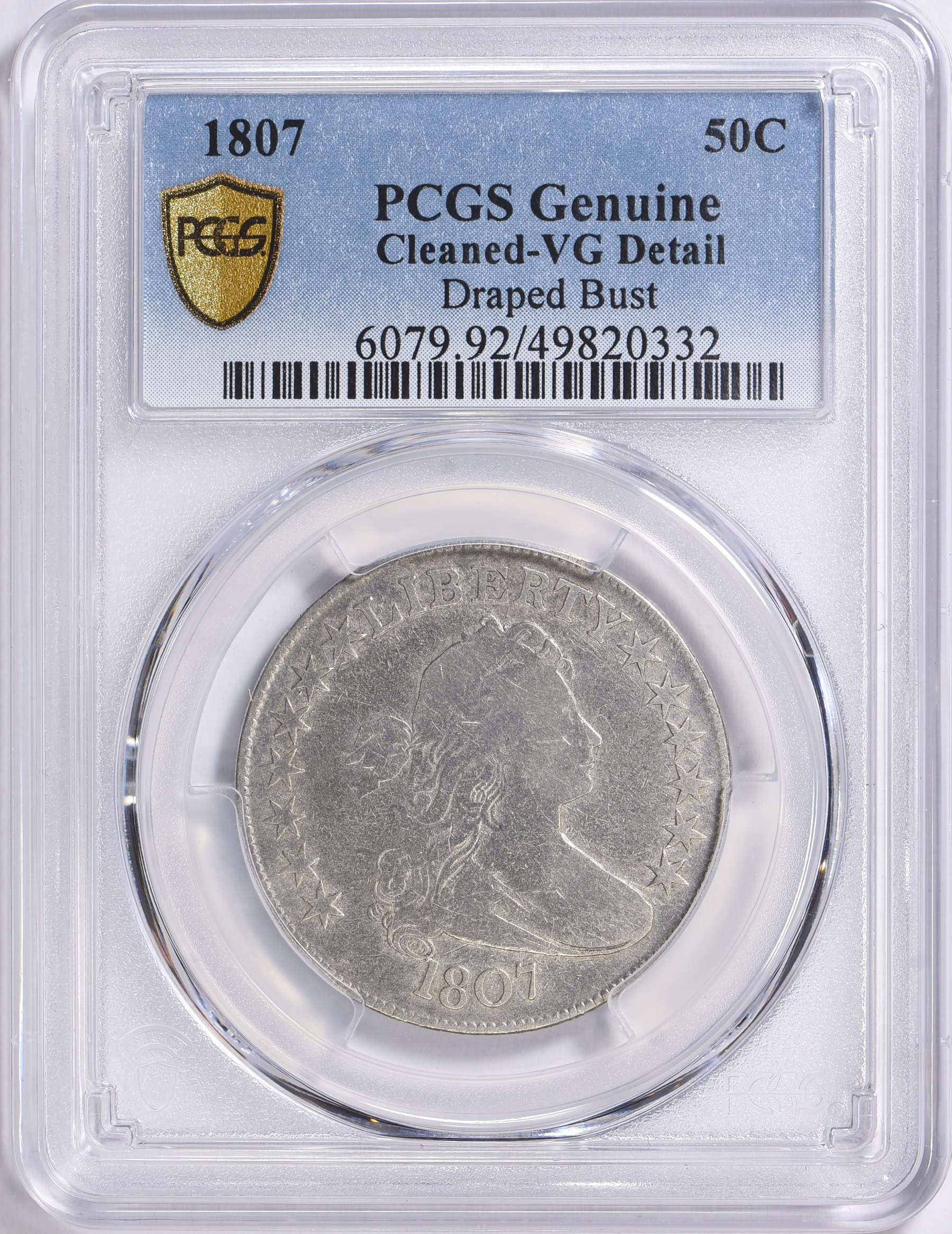 1807 Draped Bust Half Dollar PCGS Genuine VG Details (Item 1717923) | GreatCollections Coin Auctions