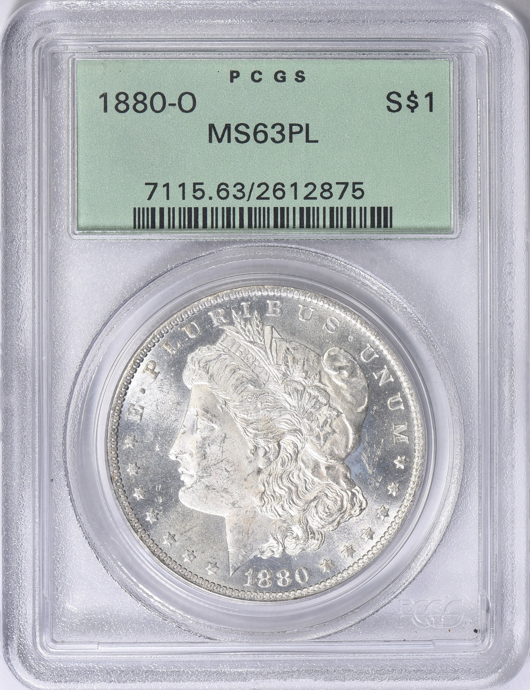 1880-O Morgan Silver Dollar PCGS MS-63 PL OGH (Item 1717928) | GreatCollections Coin Auctions