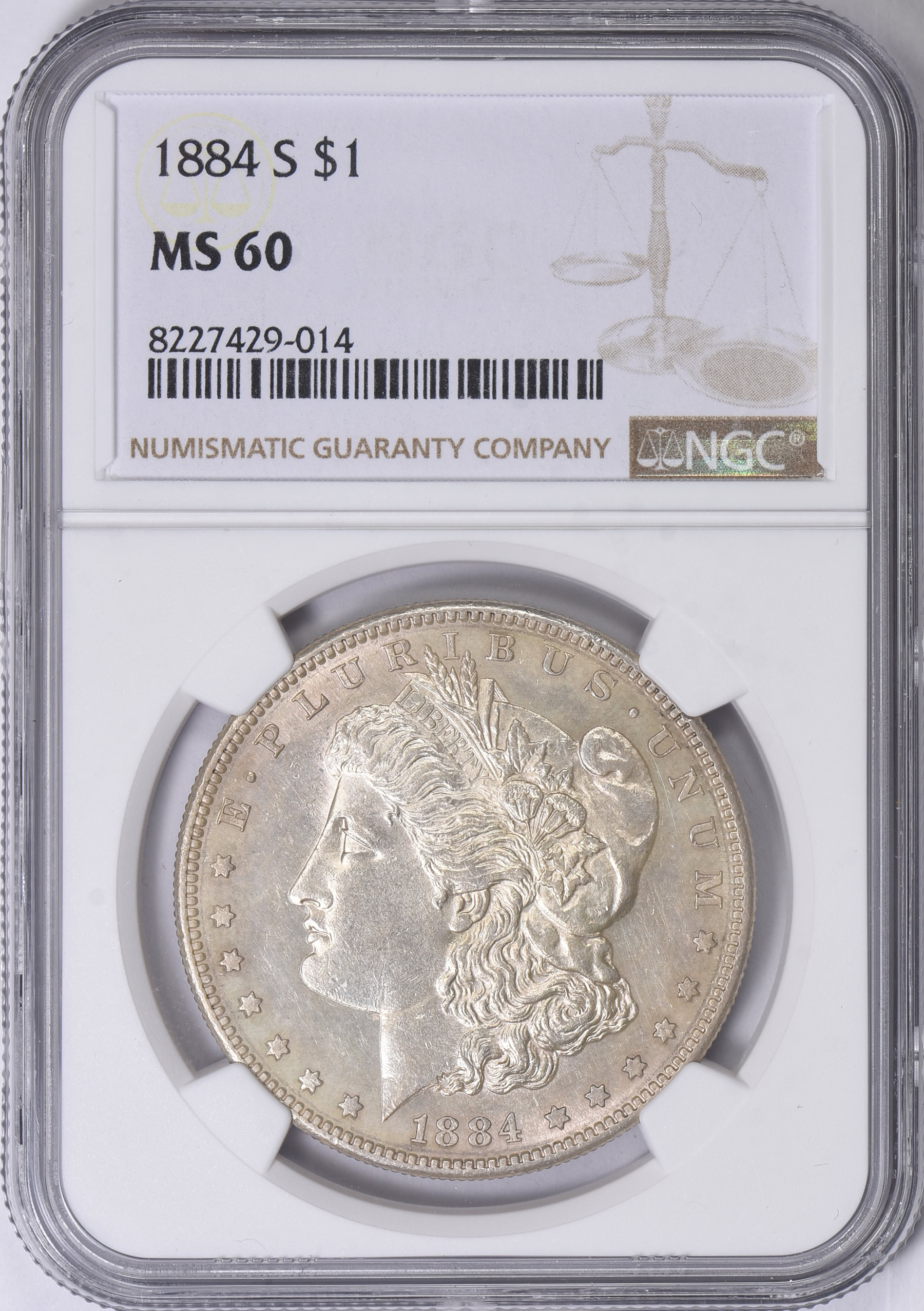 1884-S Morgan Silver Dollar NGC MS-60 (Item 1717944) | GreatCollections Coin Auctions