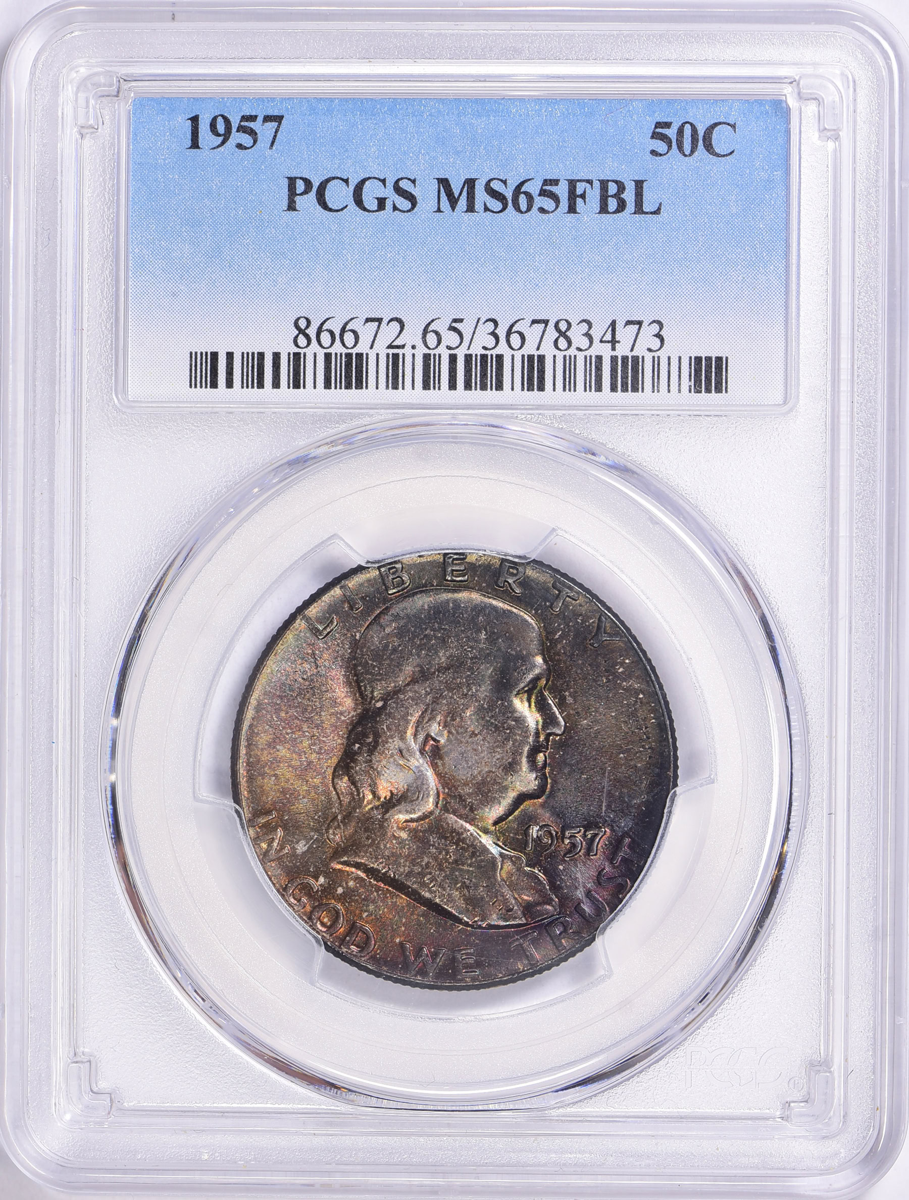 1957 Franklin Half Dollar PCGS MS-65 FBL (Toned) (Item 1717999 ...