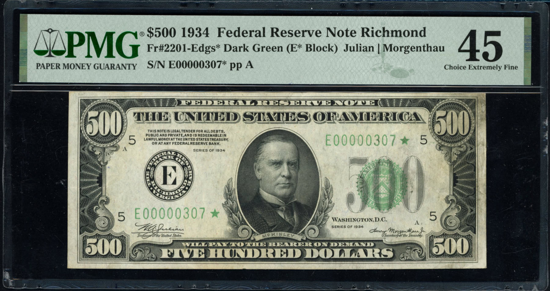 Fr. 2201-Edgs* (E* Block) 1934 $500 Richmond Federal Reserve Star Note ...