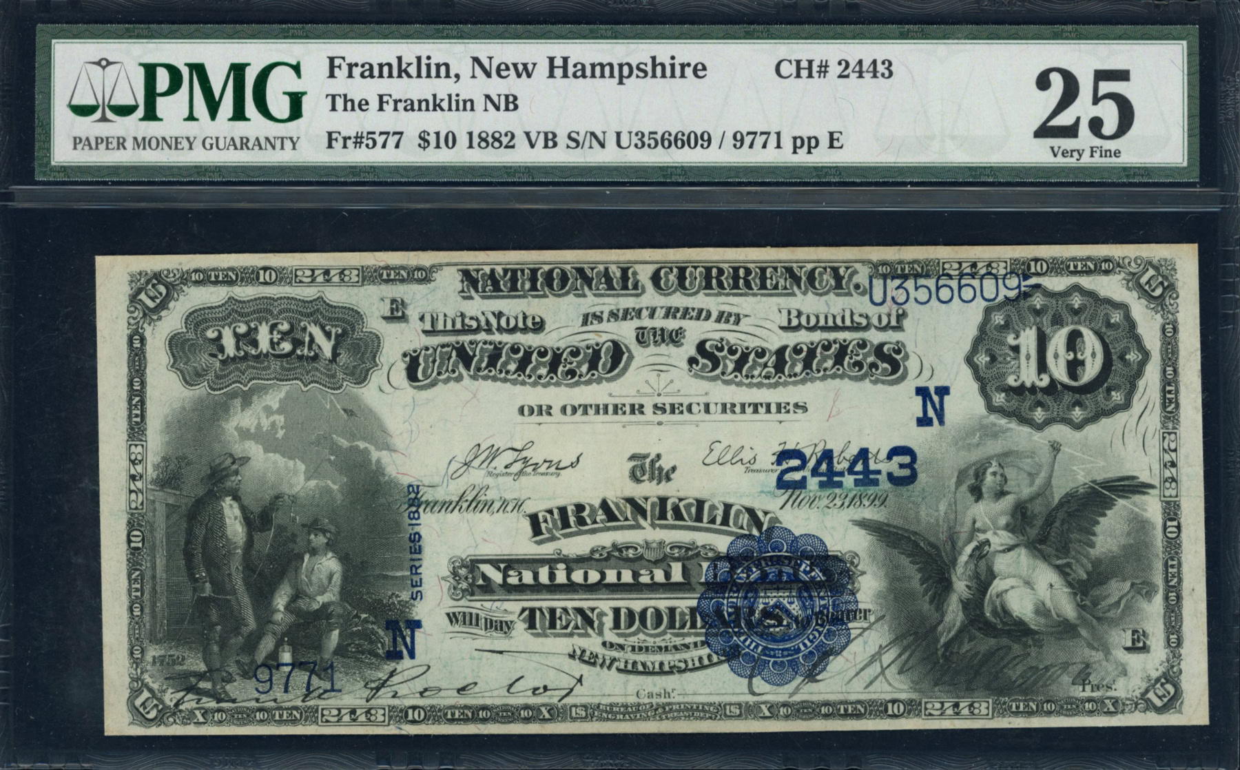 Fr. 577 Franklin, New Hampshire 1882 The Franklin National Bank $10 ...