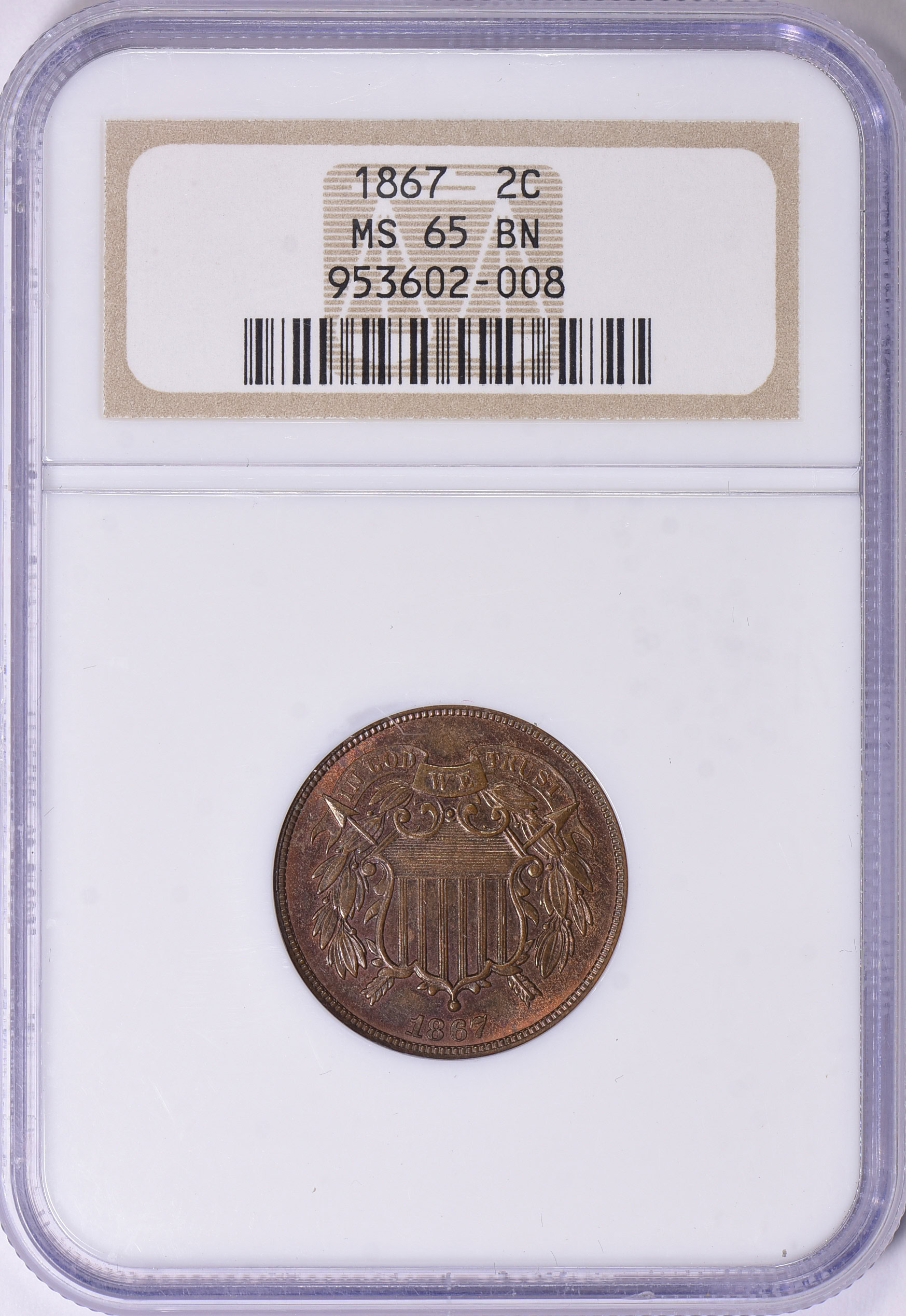 1867 Two-Cent Piece NGC MS-65 BN (Item 1718078) | GreatCollections Coin ...