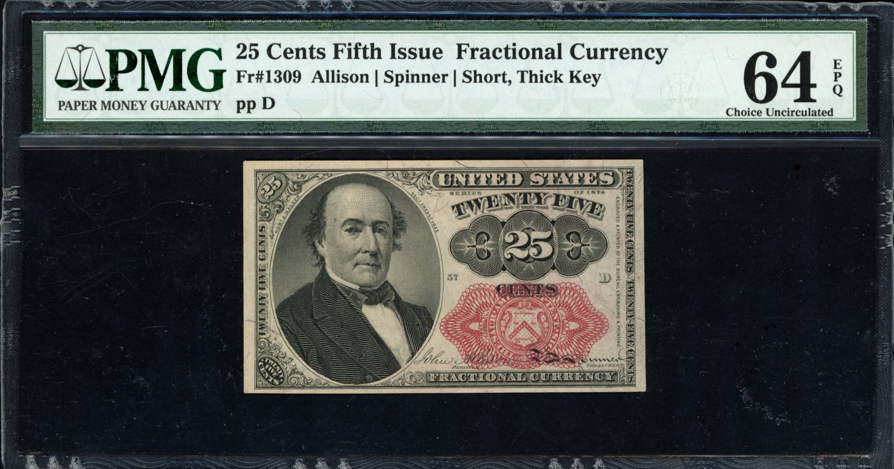 Fr. 1309 Fifth Issue 25 Cents Fractional Currency Note Allison ...