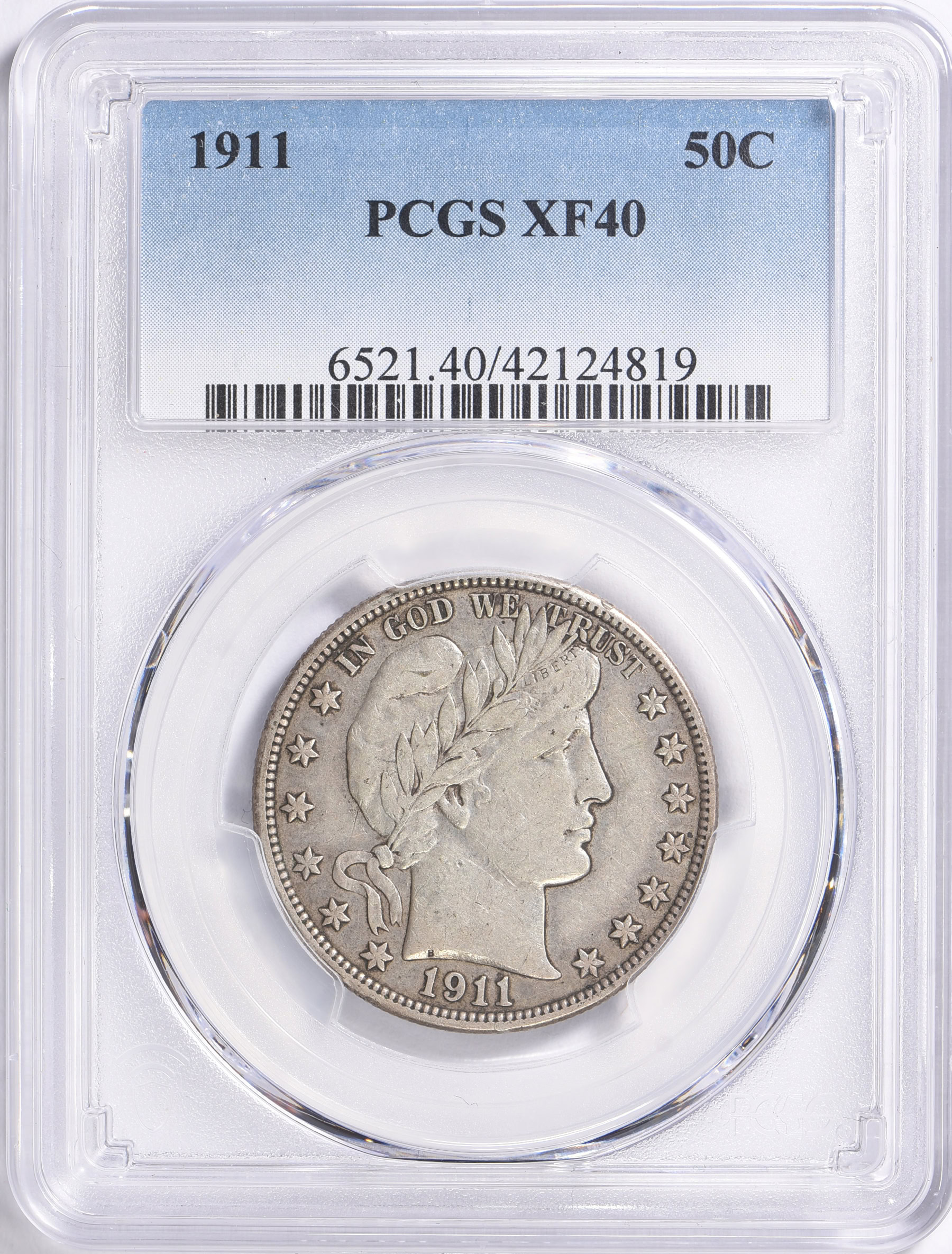 1911 Barber Half Dollar PCGS XF-40 (Item 1718115) | GreatCollections Coin Auctions