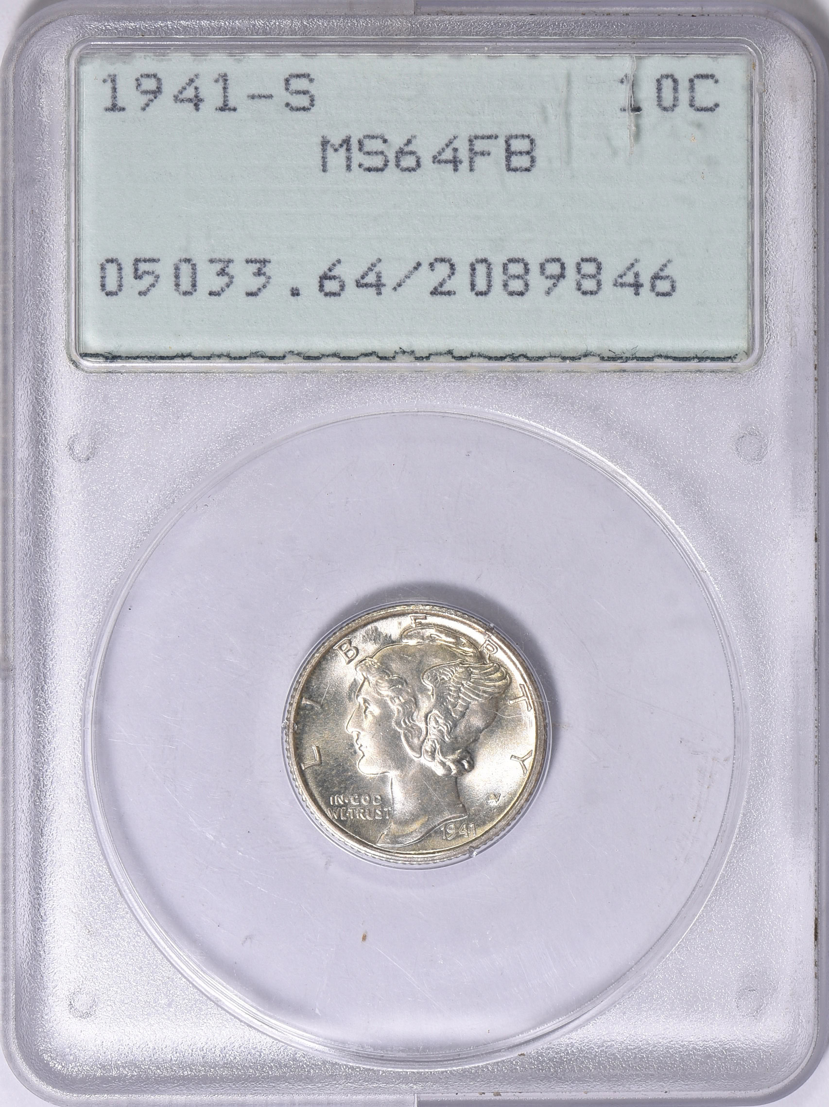 1941-S Mercury Dime PCGS MS-64 FB OGH (1st Gen) (Item 1718166) | GreatCollections Coin Auctions