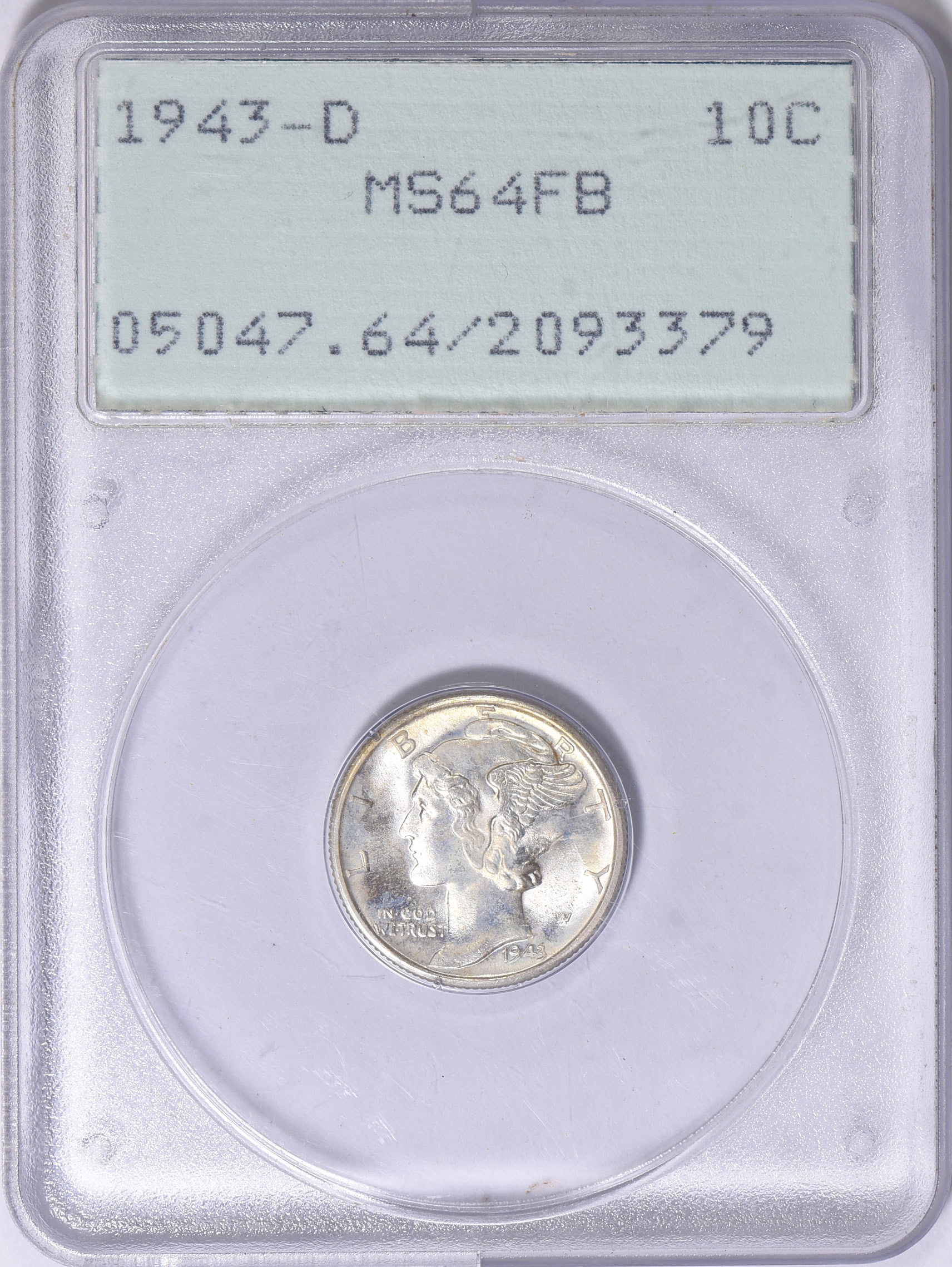 1943-D Mercury Dime PCGS MS-64 FB OGH (1st Gen) (Item 1718168) | GreatCollections Coin Auctions