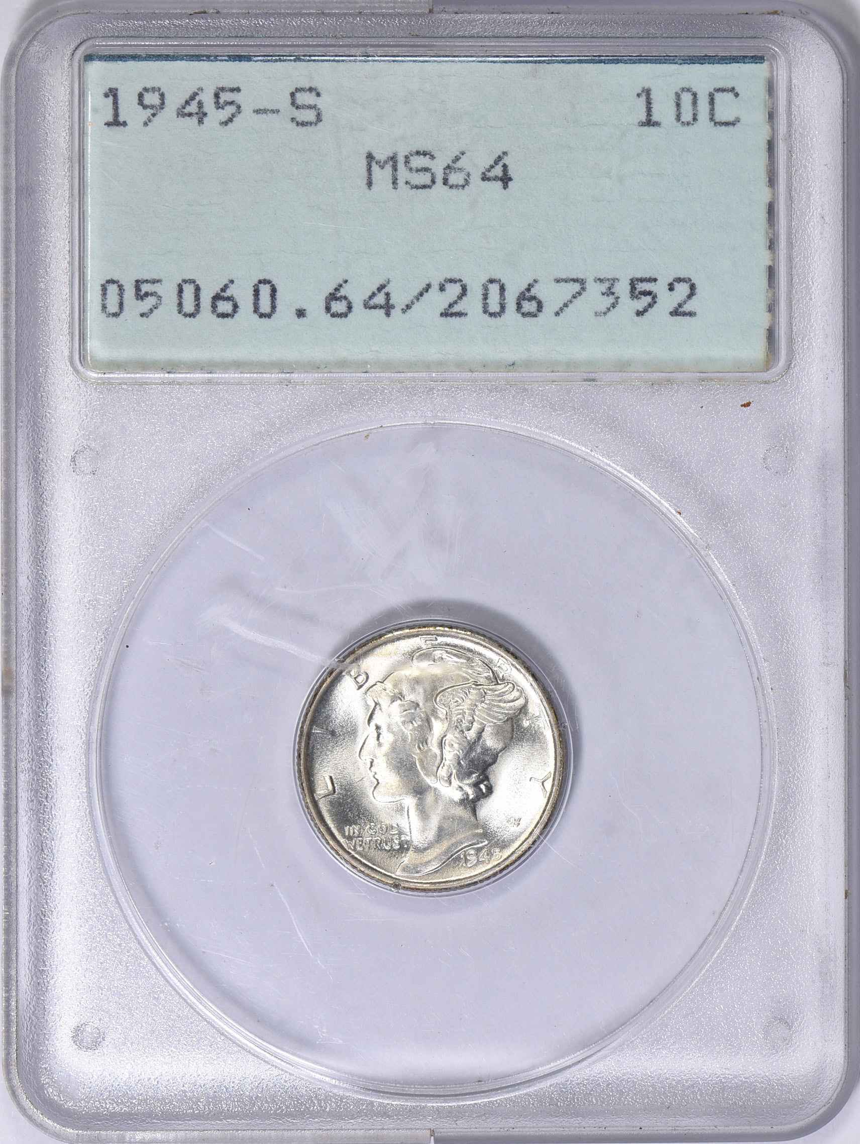 1945-S Mercury Dime PCGS MS-64 OGH (1st Gen) (Item 1718171) | GreatCollections Coin Auctions