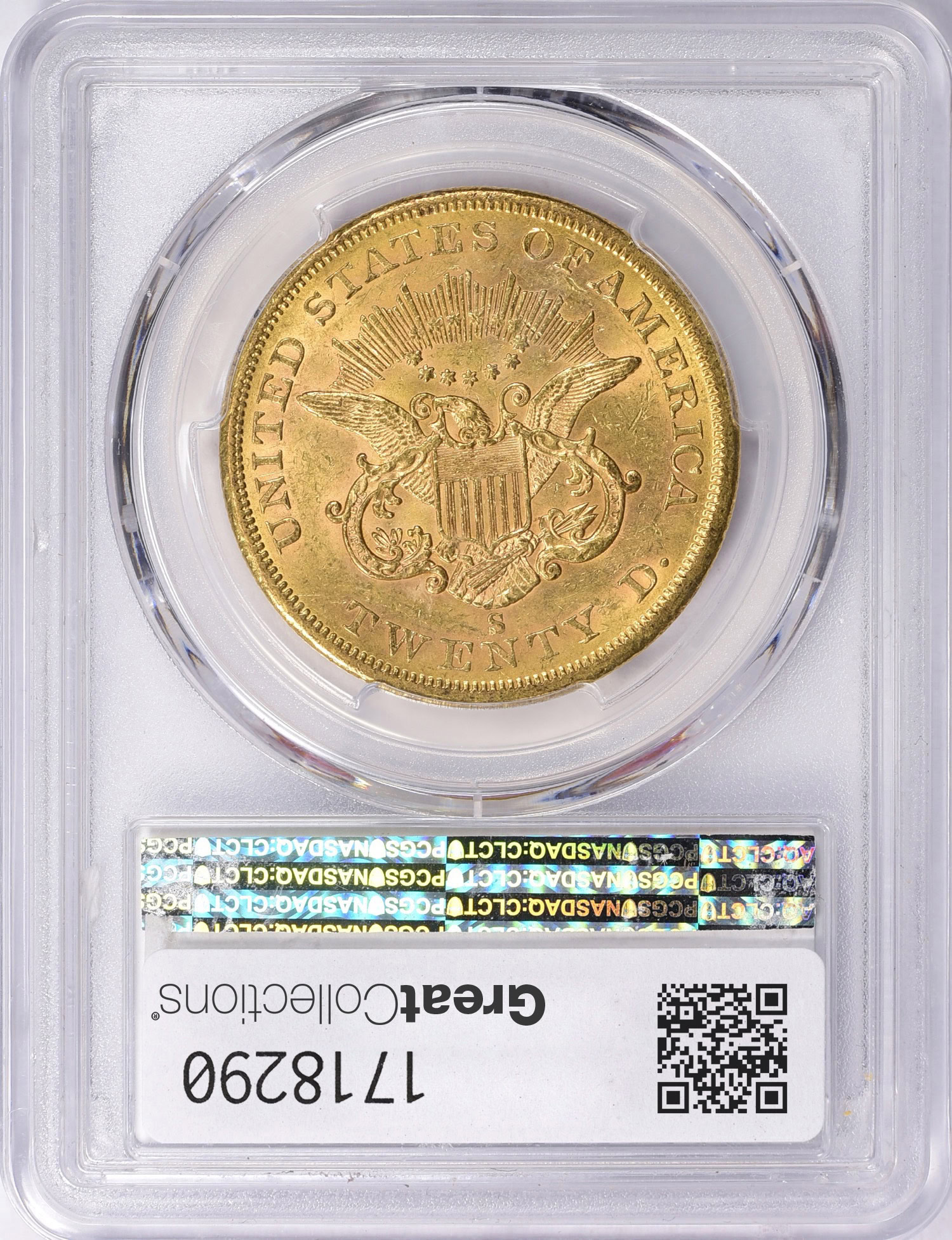 1860-S Liberty Gold Double Eagle PCGS MS-60 (Item 1718290) | GreatCollections Coin Auctions