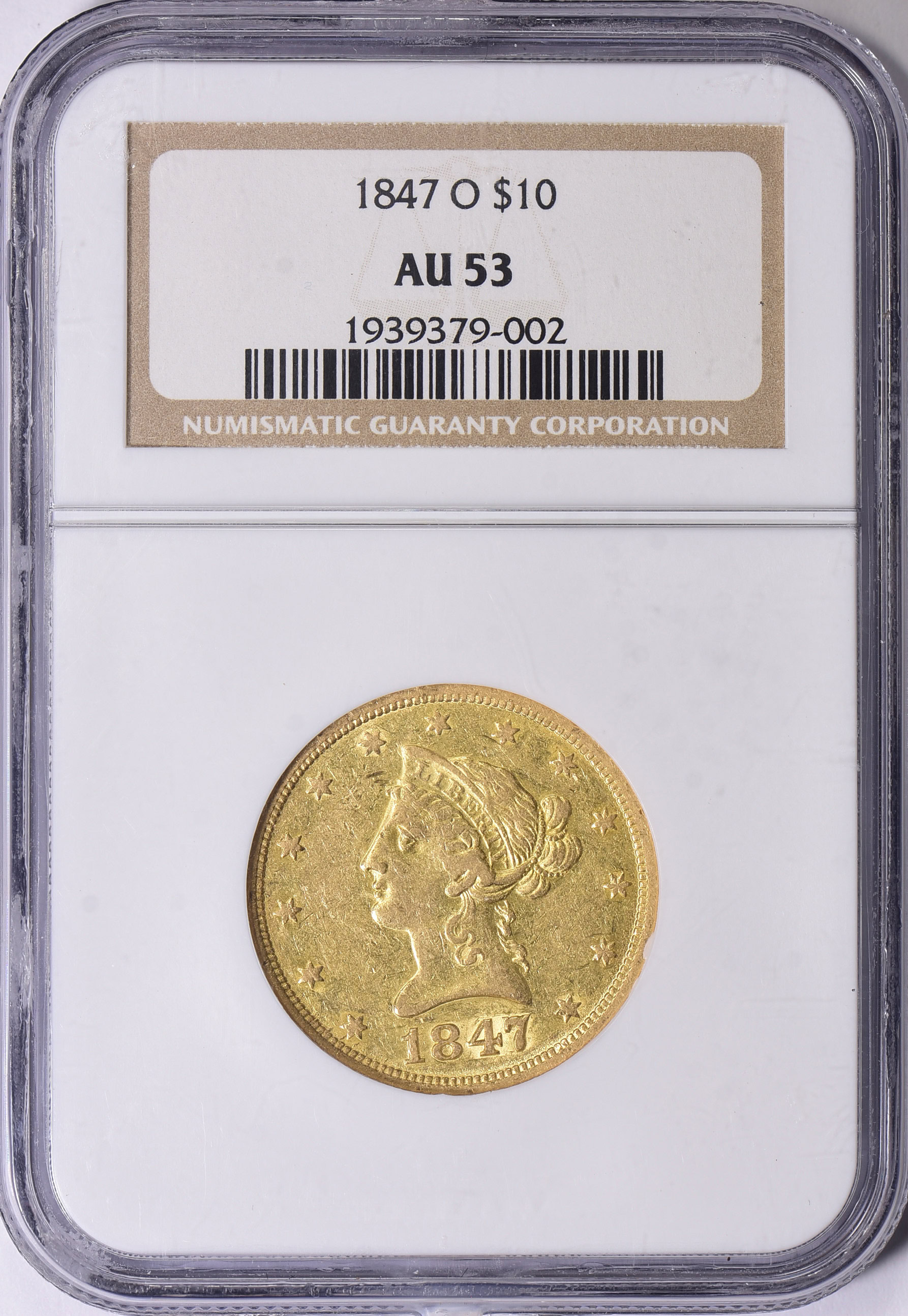 1847-O Liberty Gold Eagle NGC AU-53 (Item 1718297) | GreatCollections ...