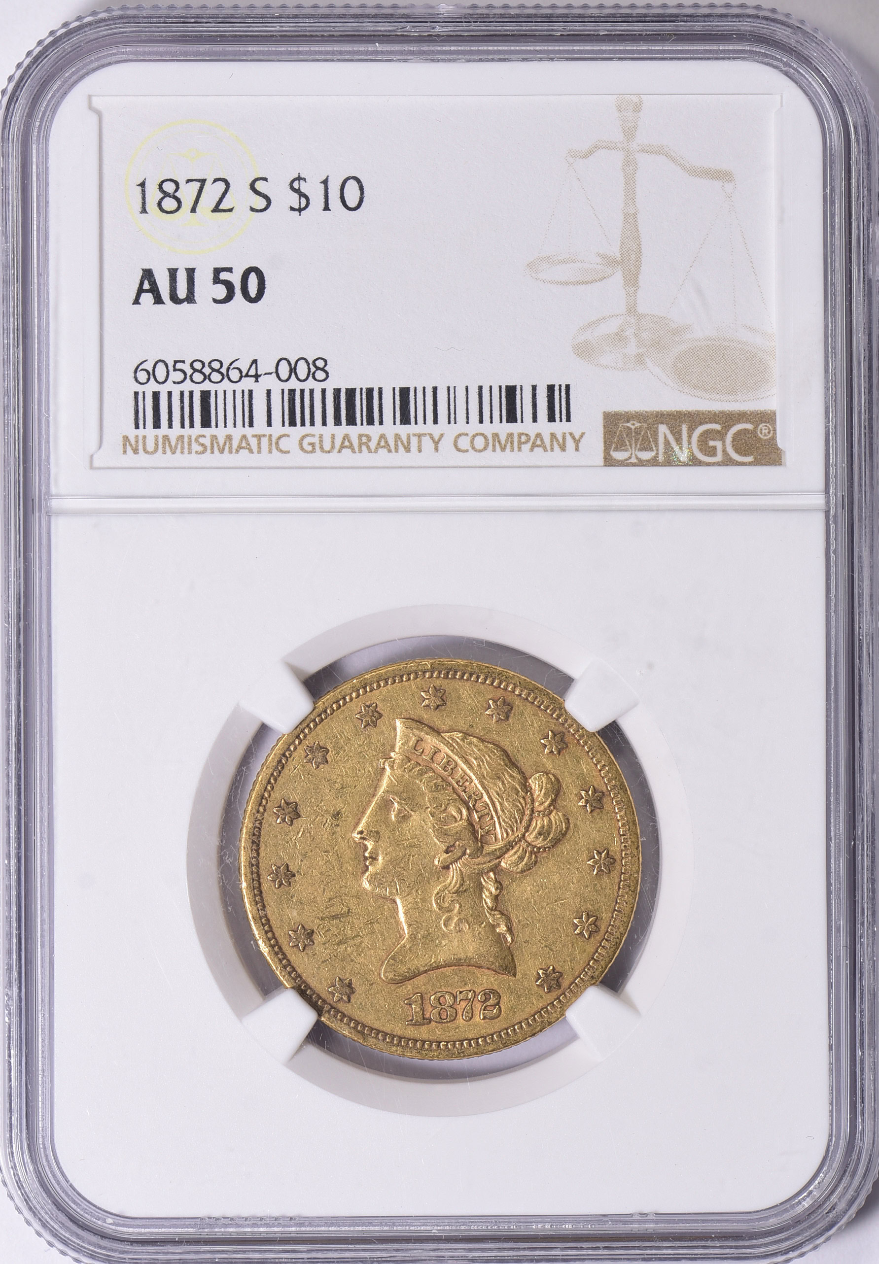 1872-S Liberty Gold Eagle NGC AU-50 (Item 1718300) | GreatCollections Coin Auctions