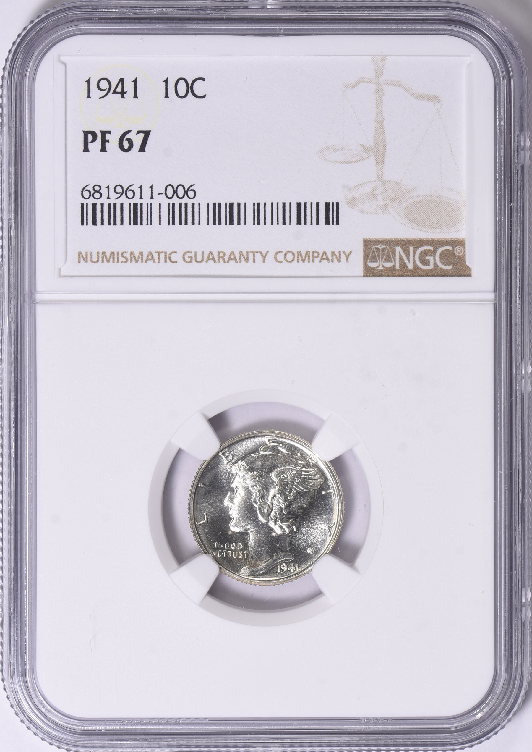 1941 Mercury Dime NGC Proof-67 (Item 1718330) | GreatCollections Coin Auctions