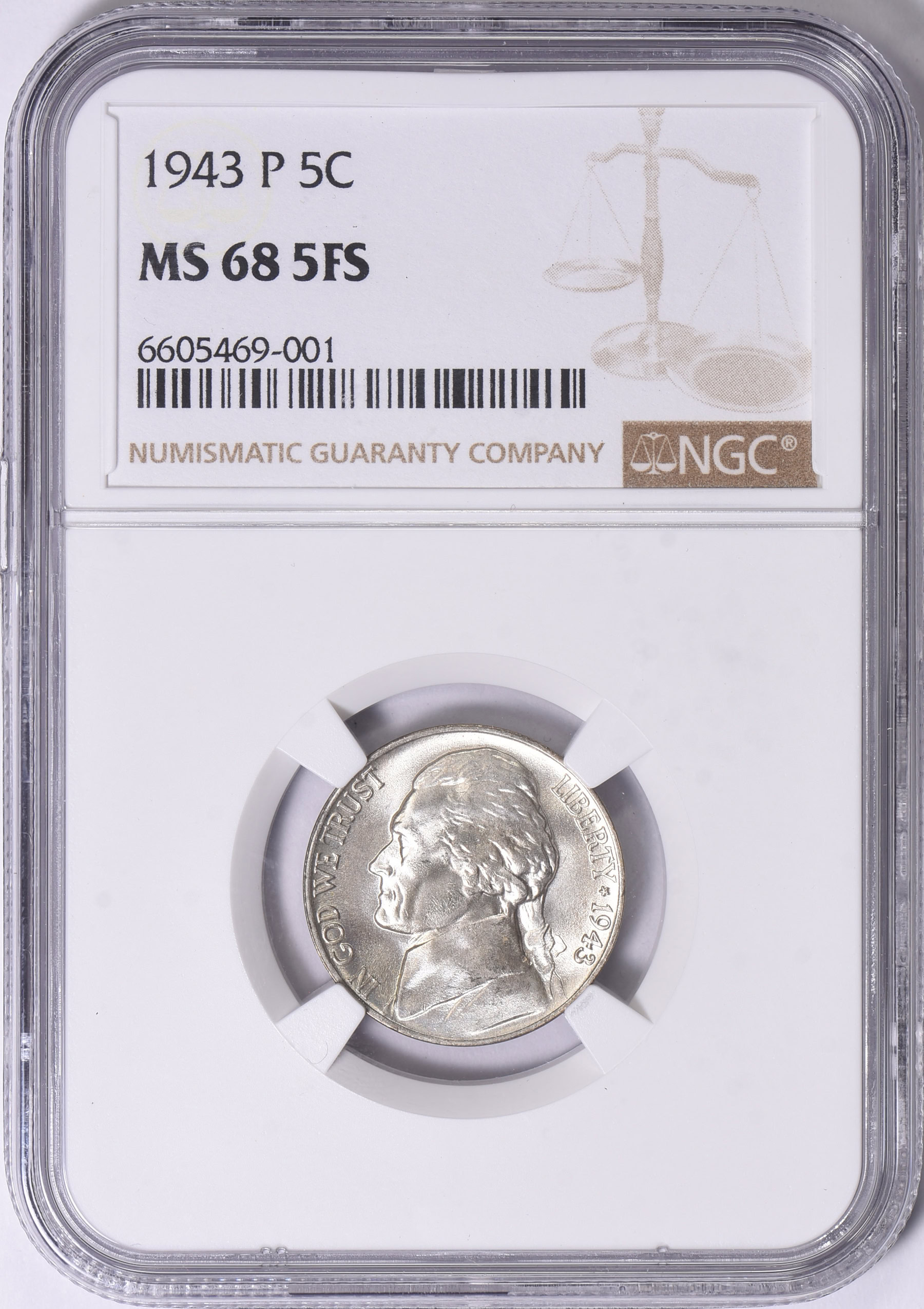1943-P Jefferson Nickel NGC MS-68 5FS (Item 1718351) | GreatCollections ...