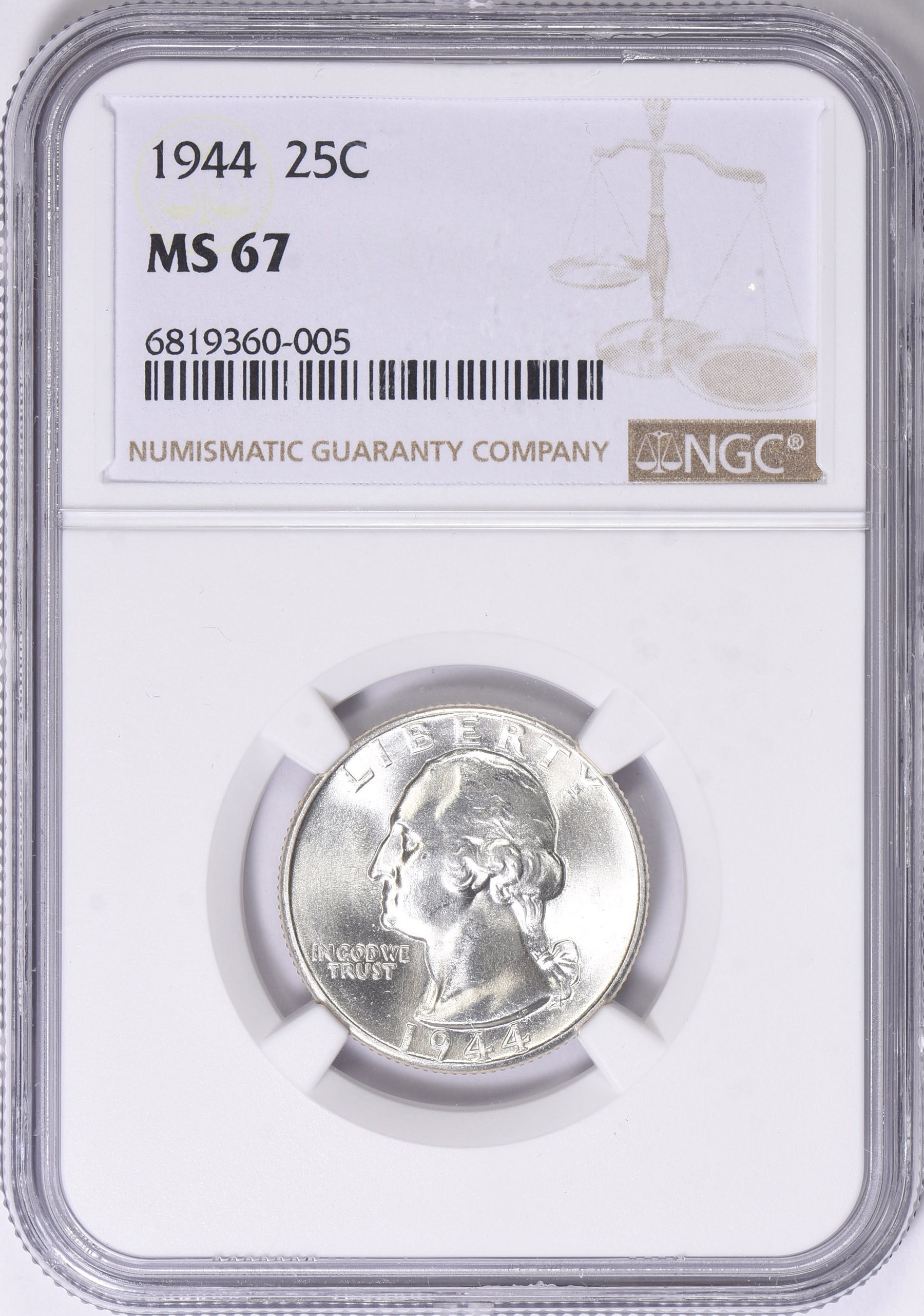 1944 Washington Quarter NGC MS-67 (Item 1718372) | GreatCollections ...