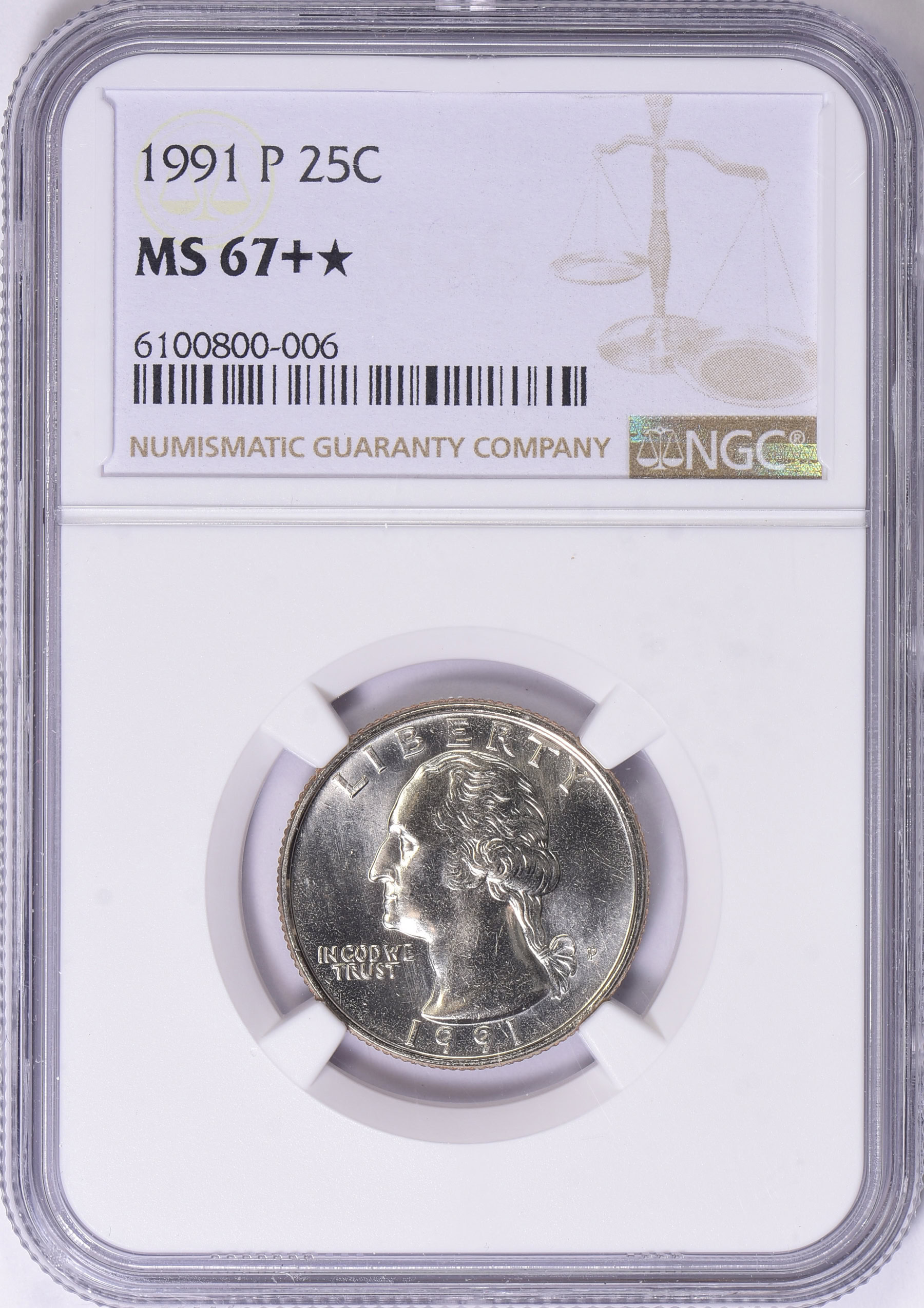 1991-P Washington Quarter NGC MS-67+ ★ (Item 1718387 ...
