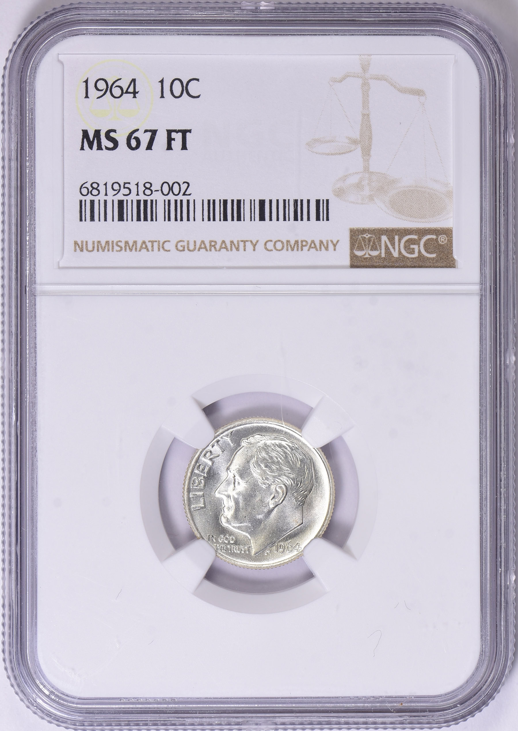 1964 Roosevelt Dime NGC MS-67 FT (Item 1718396) | GreatCollections Coin ...