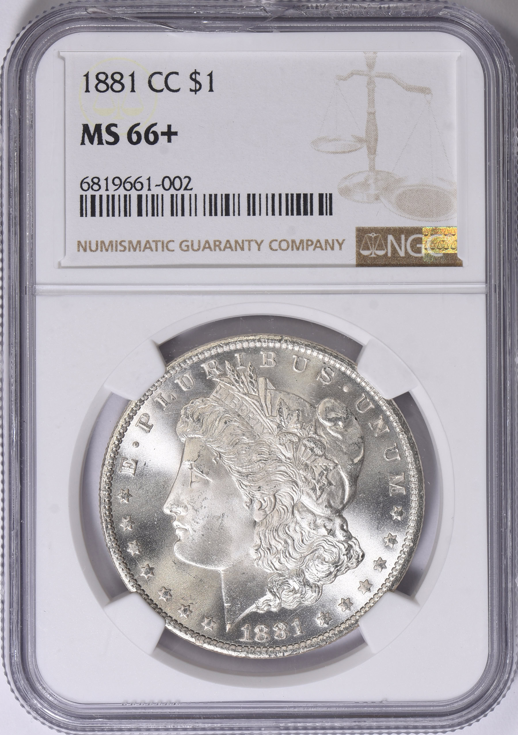 1881-CC Morgan Silver Dollar NGC MS-66+ (Item 1718485) | GreatCollections Coin Auctions