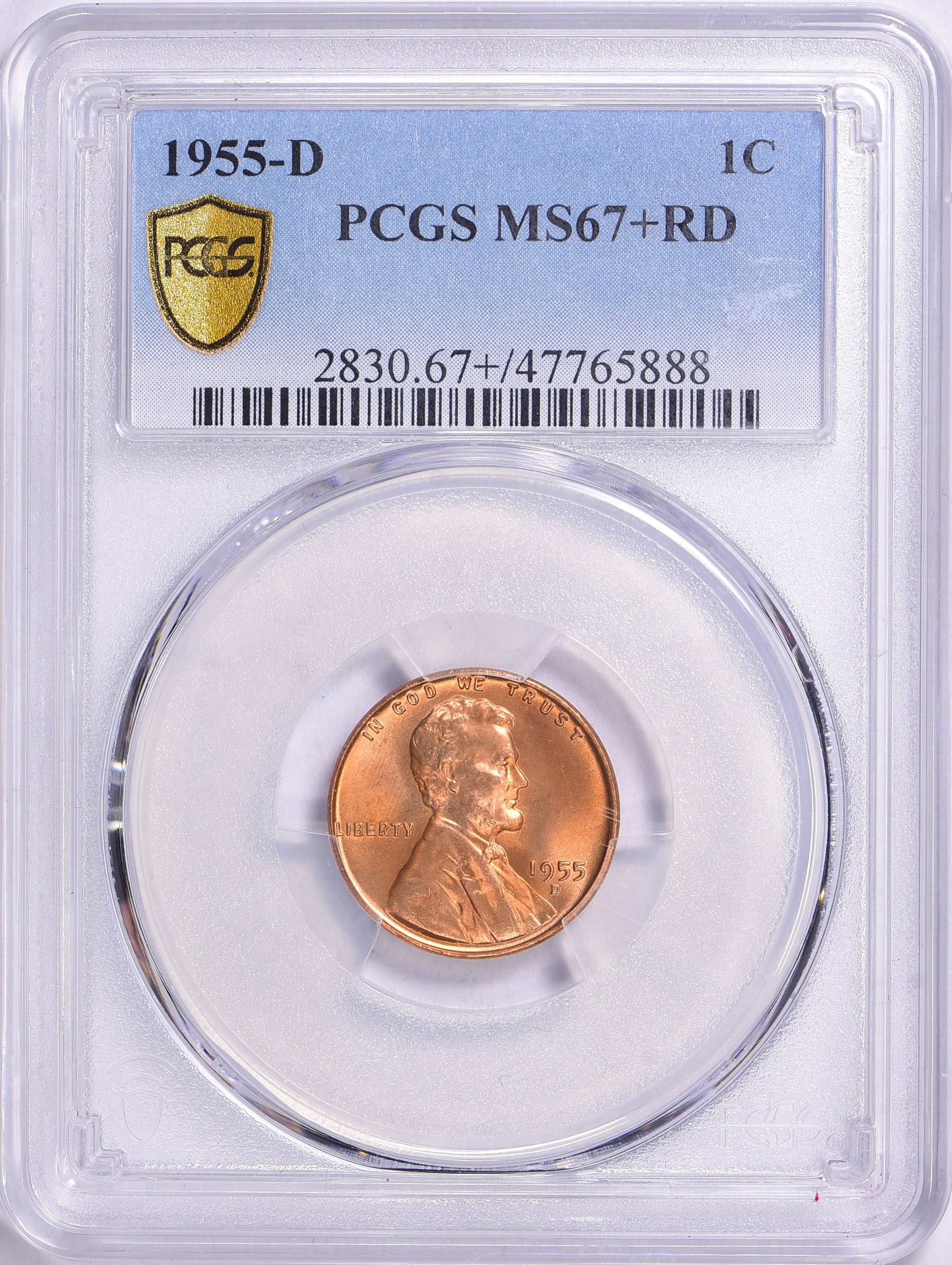 1955-D Lincoln Cent PCGS MS-67+ RD (Item 1718487) | GreatCollections Coin Auctions