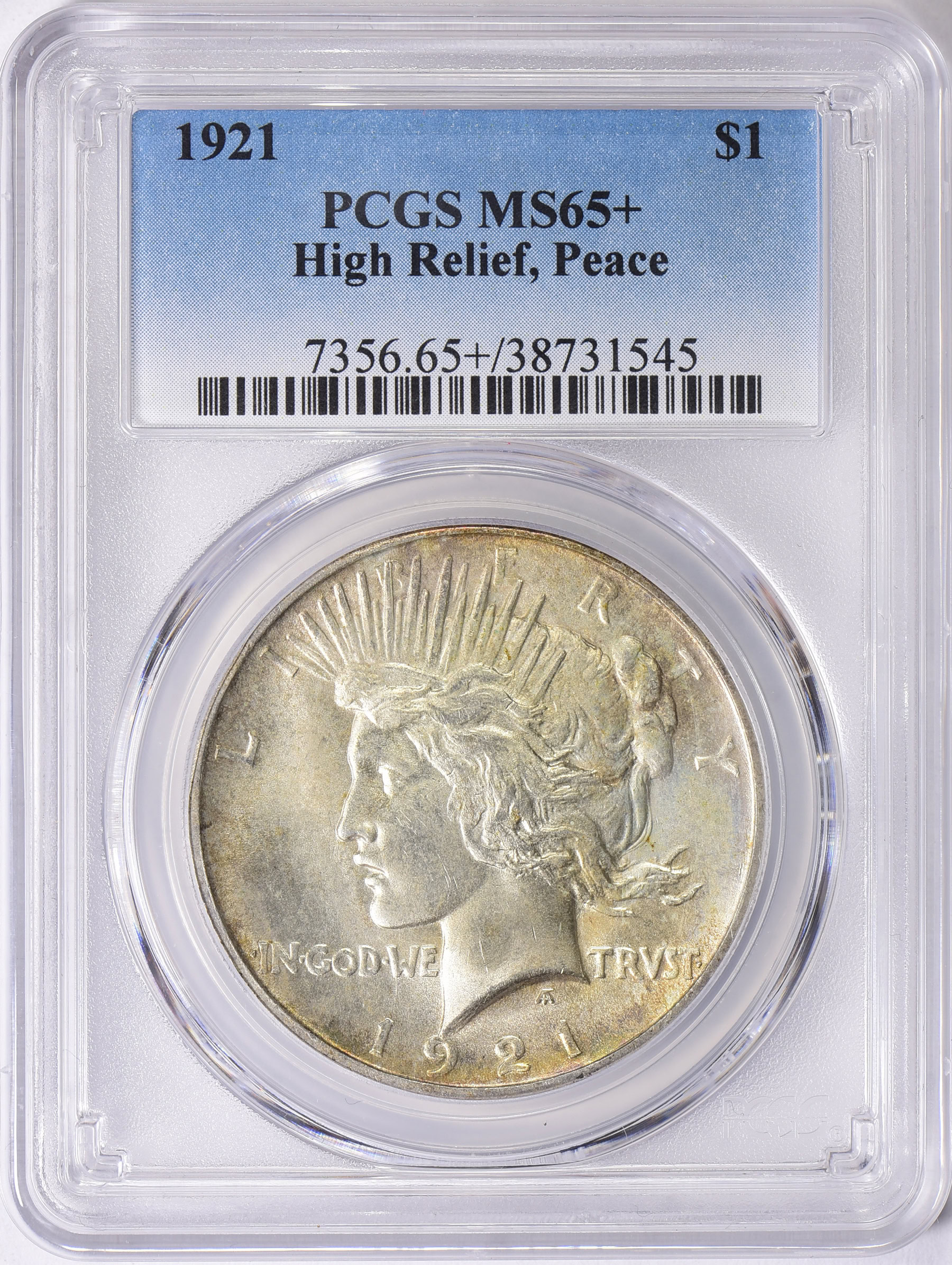 1921 Peace Silver Dollar High Relief PCGS MS-65+ (Toned) (Item 1718509 ...