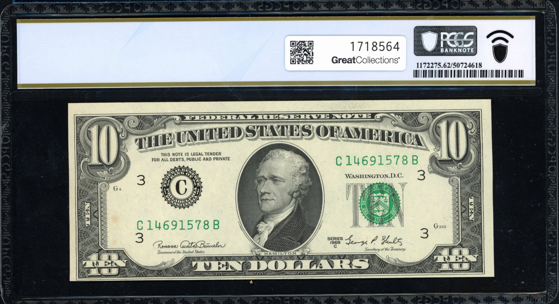 Fr. 2021-C (CB Block) 1969C $10 Philadelphia Federal Reserve Error Note ...