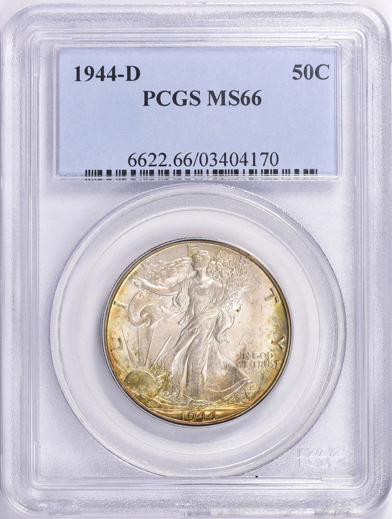 1944-D Walking Liberty Half Dollar PCGS MS-66 (Toned) (Item 1718600) | GreatCollections Coin ...