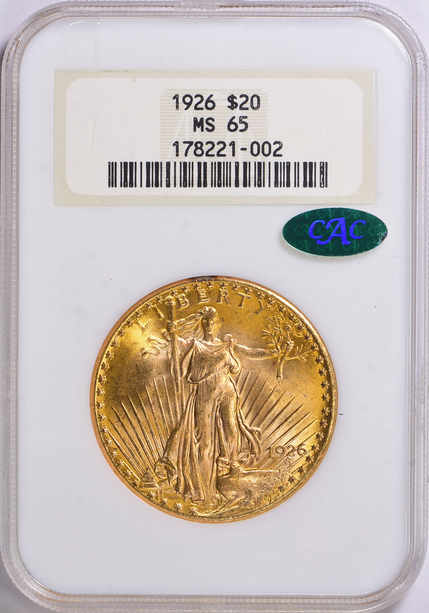 1926 Saint-Gaudens Gold Double Eagle NGC MS-65 (CAC Green) OH (Item ...