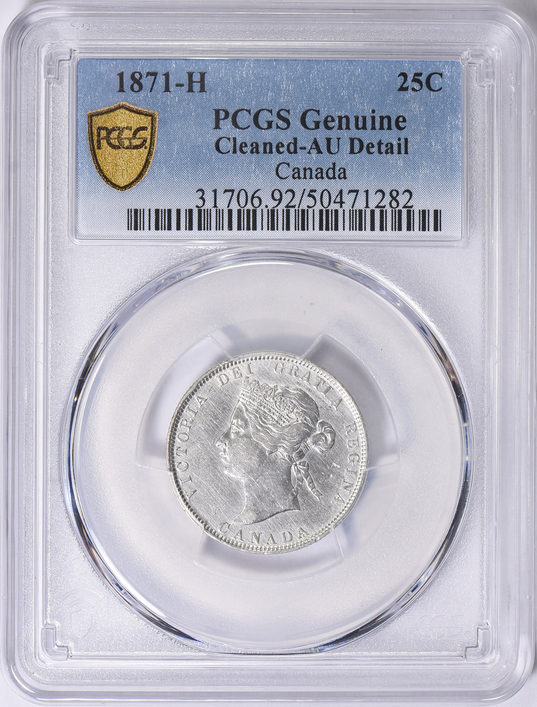 Canada 1871-H Silver 25 Cents KM-5 PCGS Genuine AU Details (Item ...