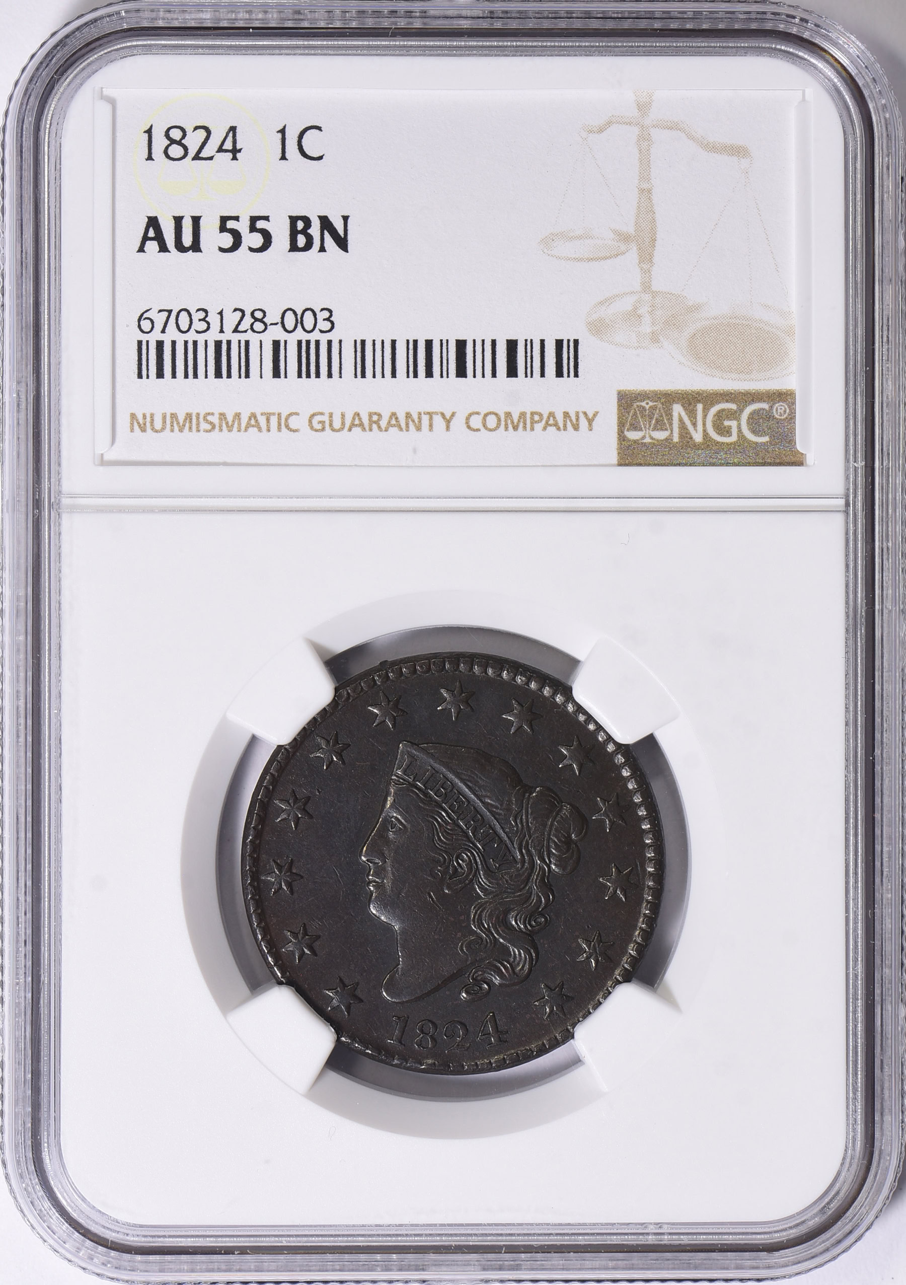 1824 Matron Cent NGC AU-55 BN (Item 1718803) | GreatCollections Coin ...