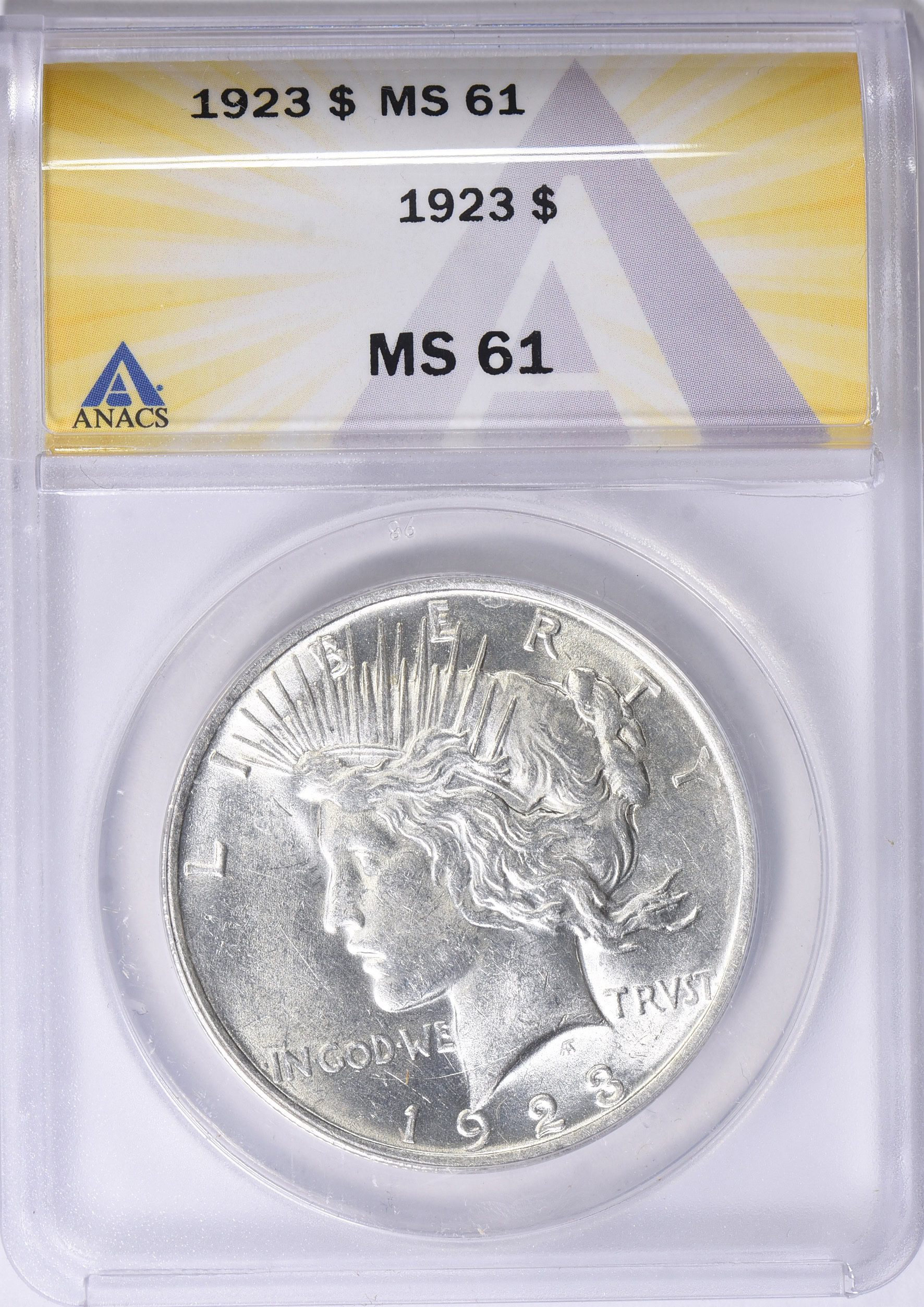 1923 Peace Silver Dollar ANACS MS-61 (Item 1718837) | GreatCollections Coin Auctions
