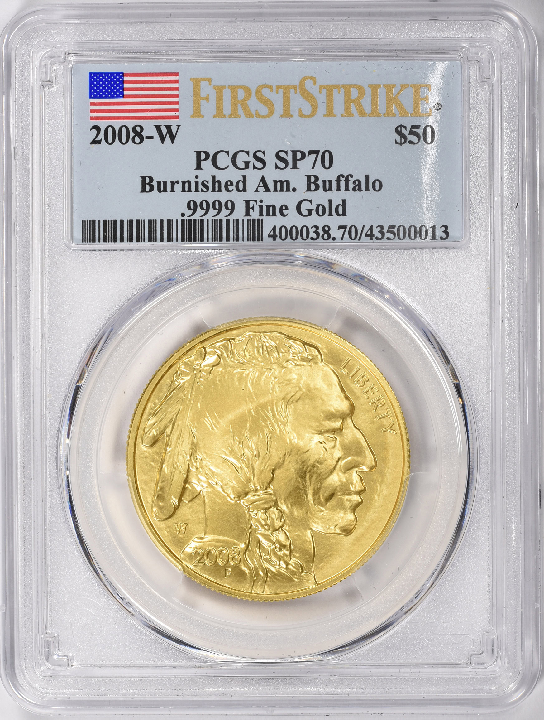2008-W $50 One-Ounce Gold American Buffalo Burnished First Strike PCGS ...