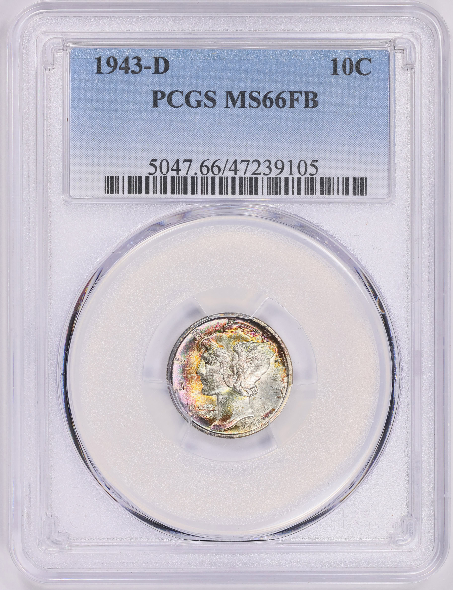 1943-D Mercury Dime PCGS MS-66 FB (Toned) (Item 1718889) | GreatCollections Coin Auctions