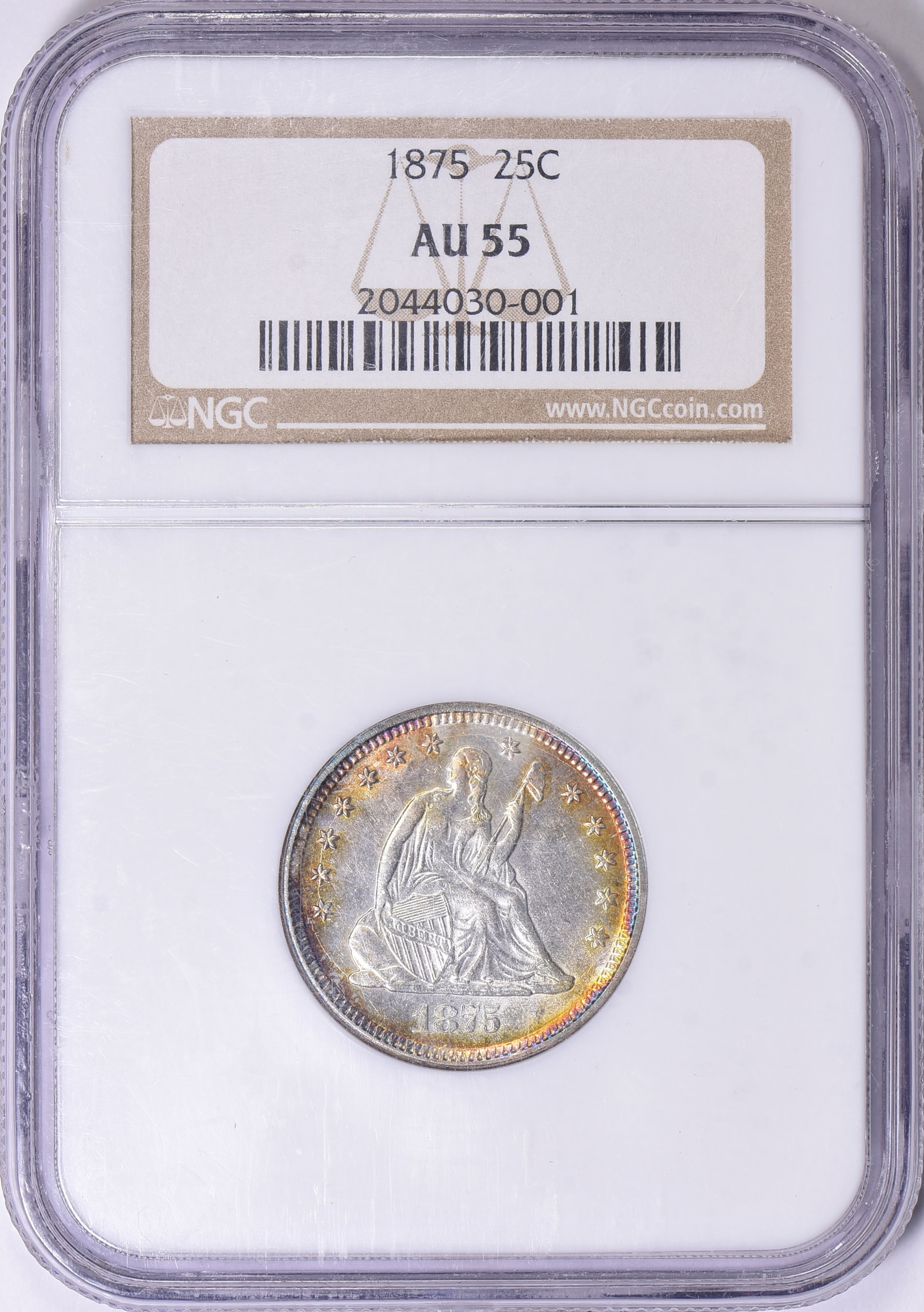 1875 Seated Liberty Quarter NGC AU-55 (Item 1718912) | GreatCollections ...