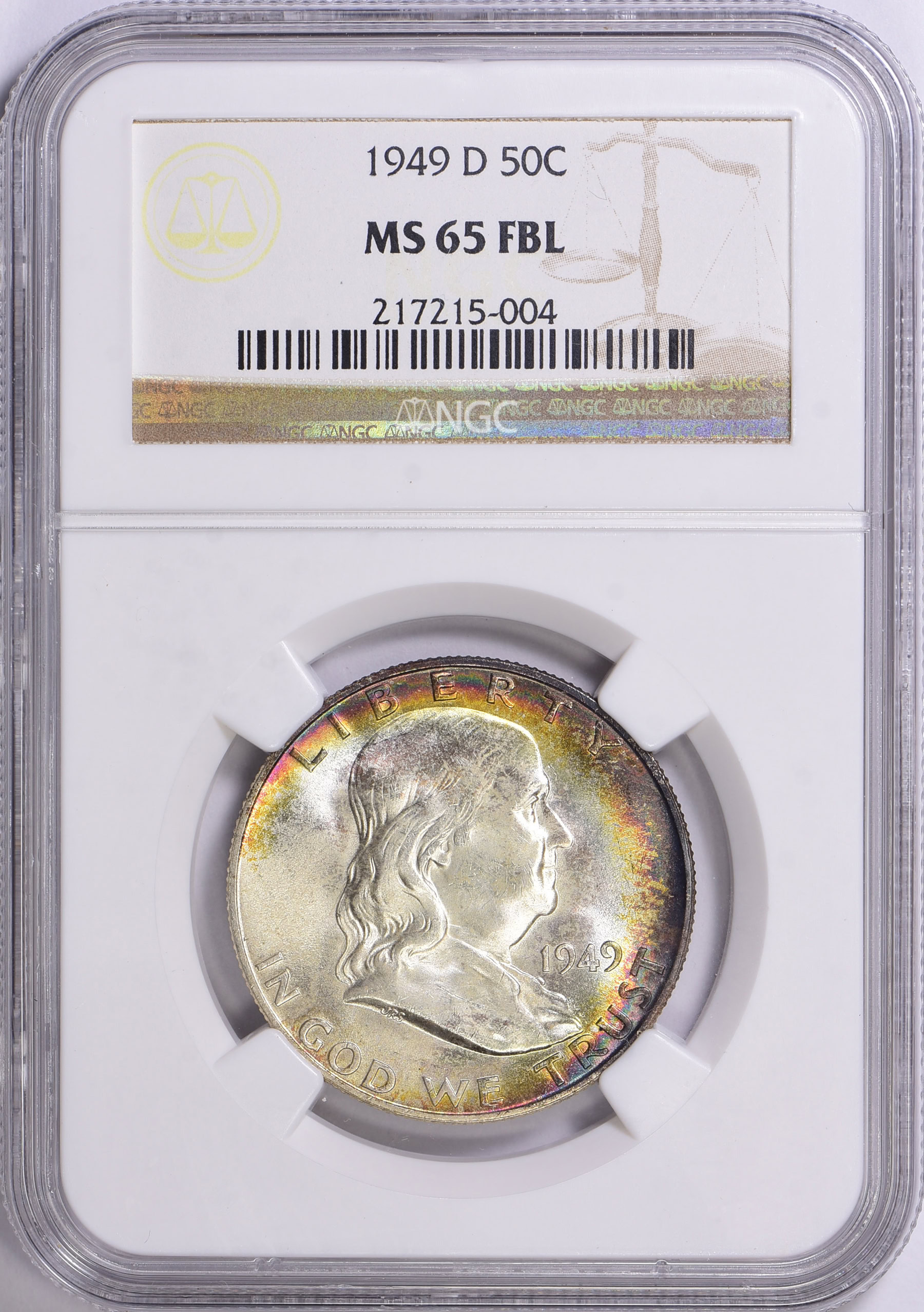 1949-D Franklin Half Dollar NGC MS-65 FBL (Toned) (Item 1718916 ...