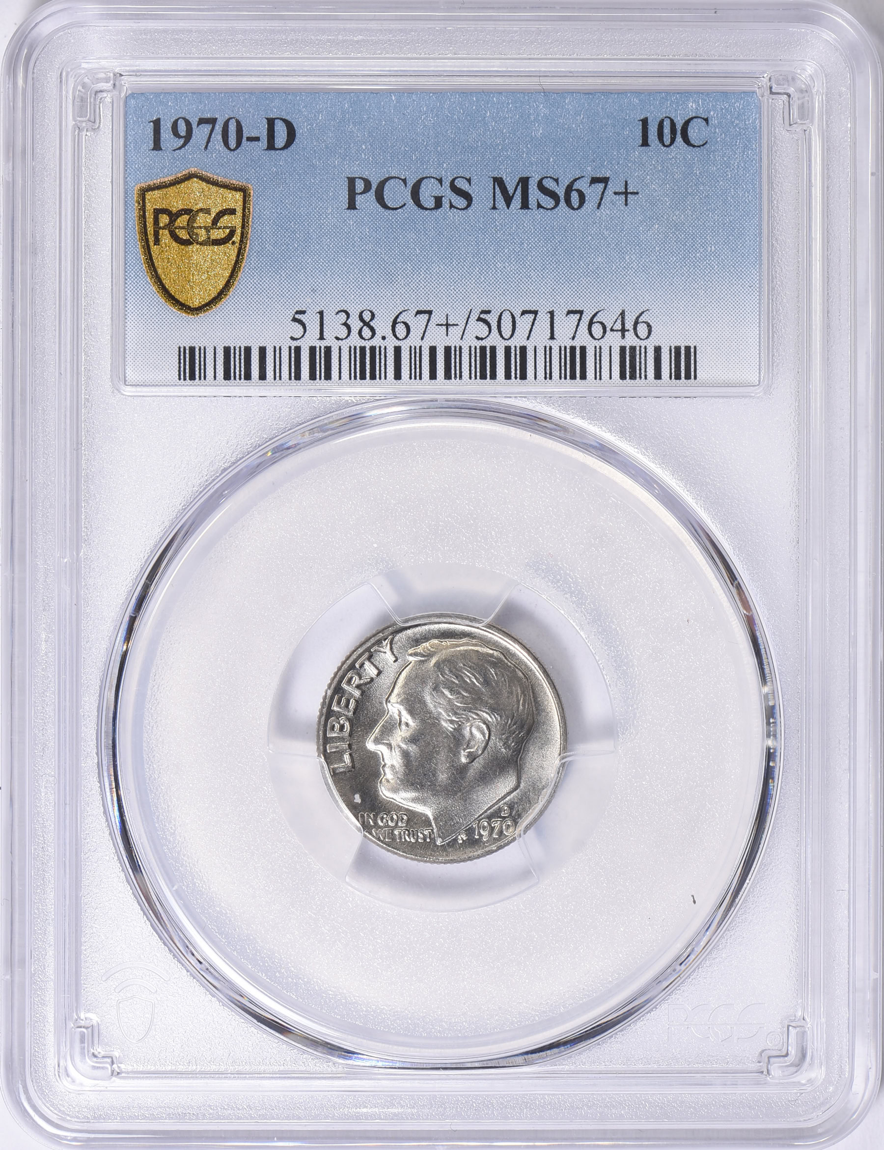 1970-D Roosevelt Dime PCGS MS-67+ (Item 1718937) | GreatCollections ...