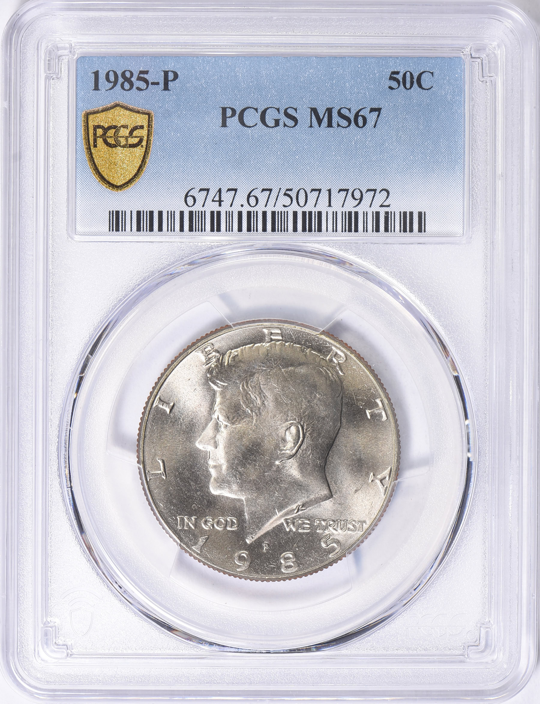 1985-P Kennedy Half Dollar PCGS MS-67 (Item 1718948) | GreatCollections ...