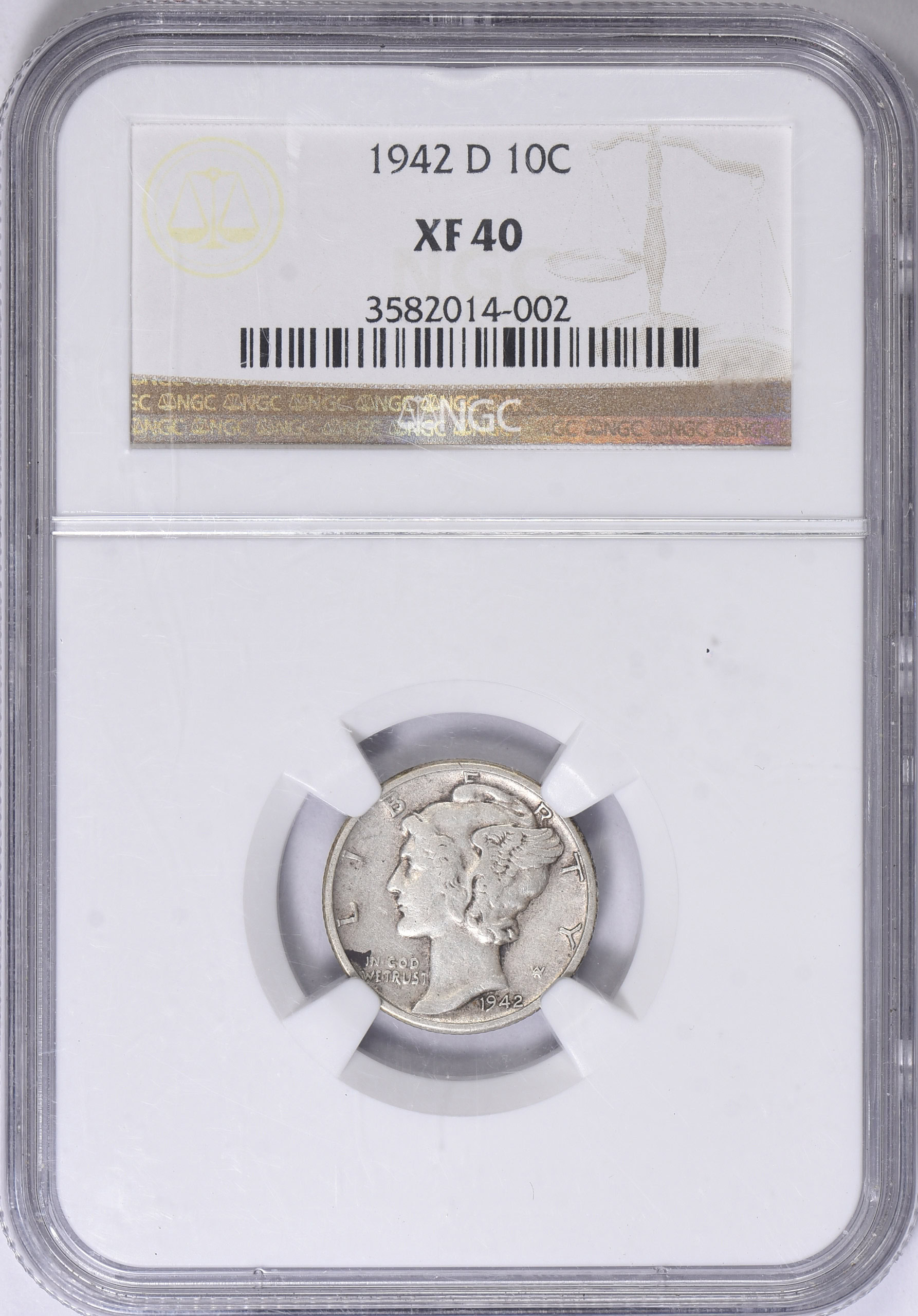 1942-D Mercury Dime NGC XF-40 (Item 1719011) | GreatCollections Coin Auctions