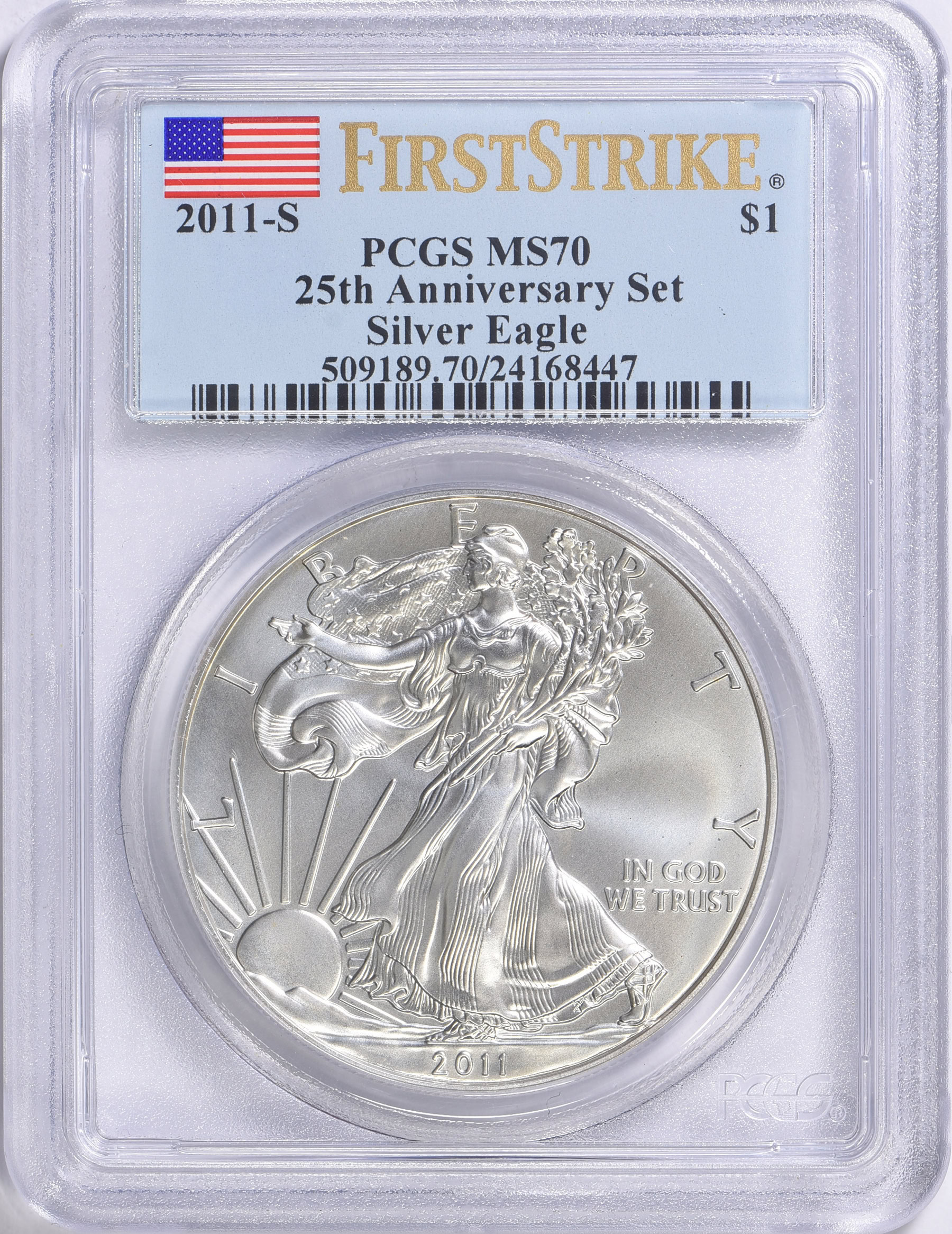 2011-S $1 Silver Eagle 25th Anniversary First Strike PCGS MS-70 (Toned) (Item 1719099 ...