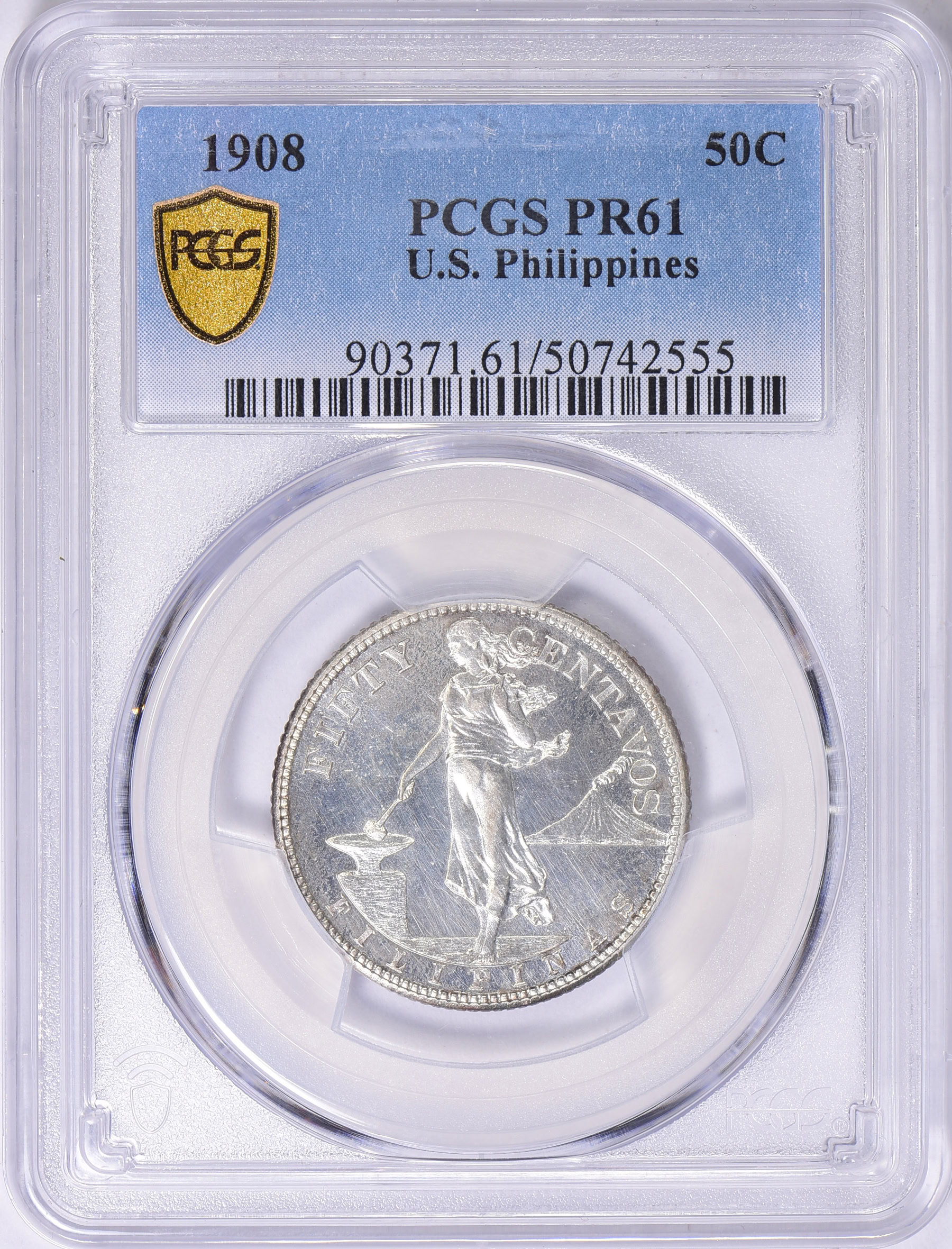 1908 U.S. Philippines Fifty Centavos PCGS Proof-61 (Item 1719116 ...
