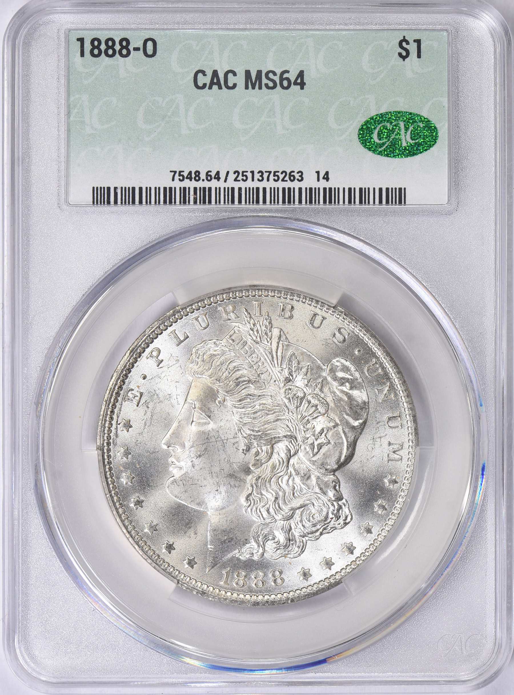 1888-O Morgan Silver Dollar CACG MS-64 (Item 1719155) | GreatCollections Coin Auctions