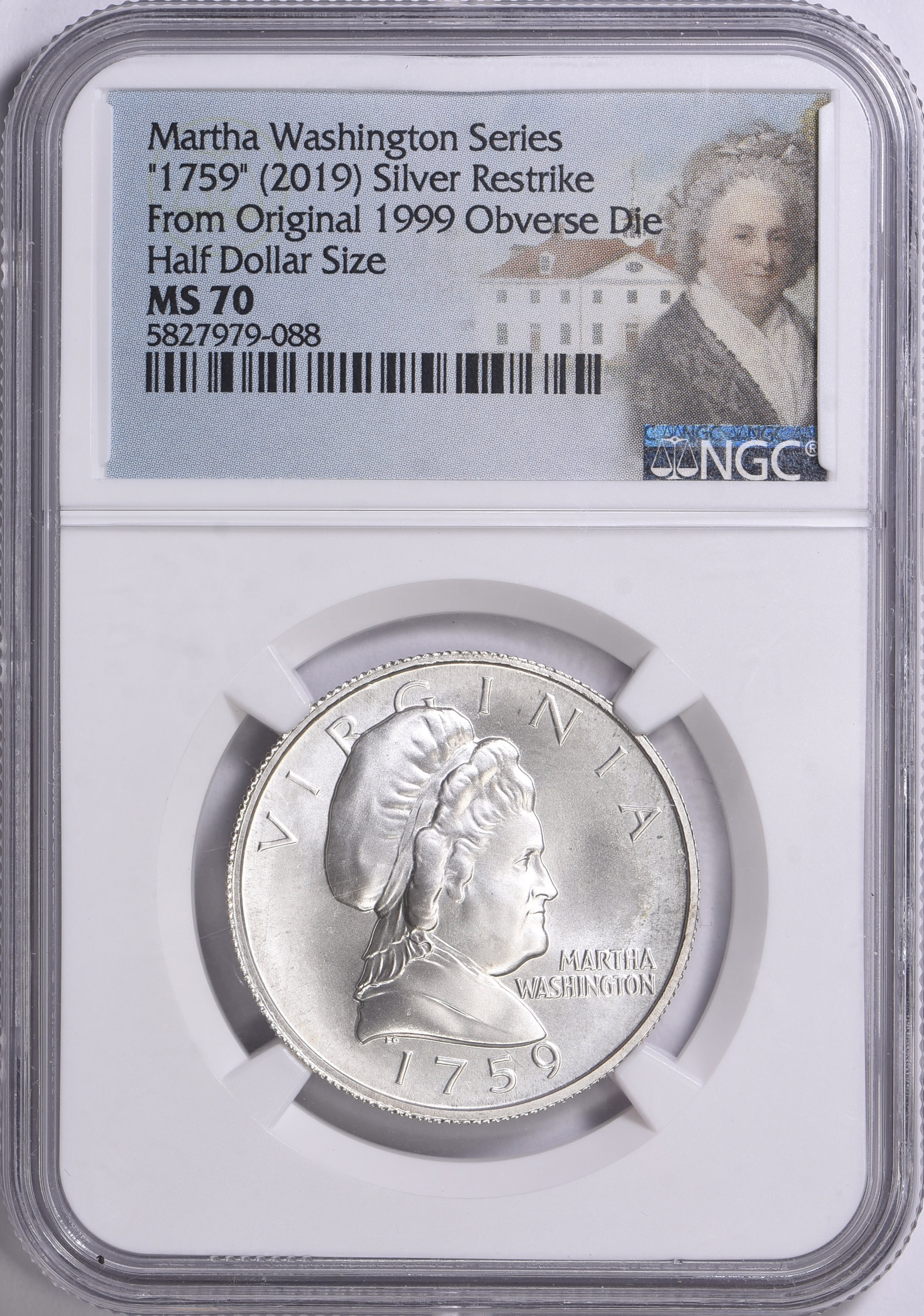 "1759" (2019) Silver Martha Washington Half Dollar Restrike From ...