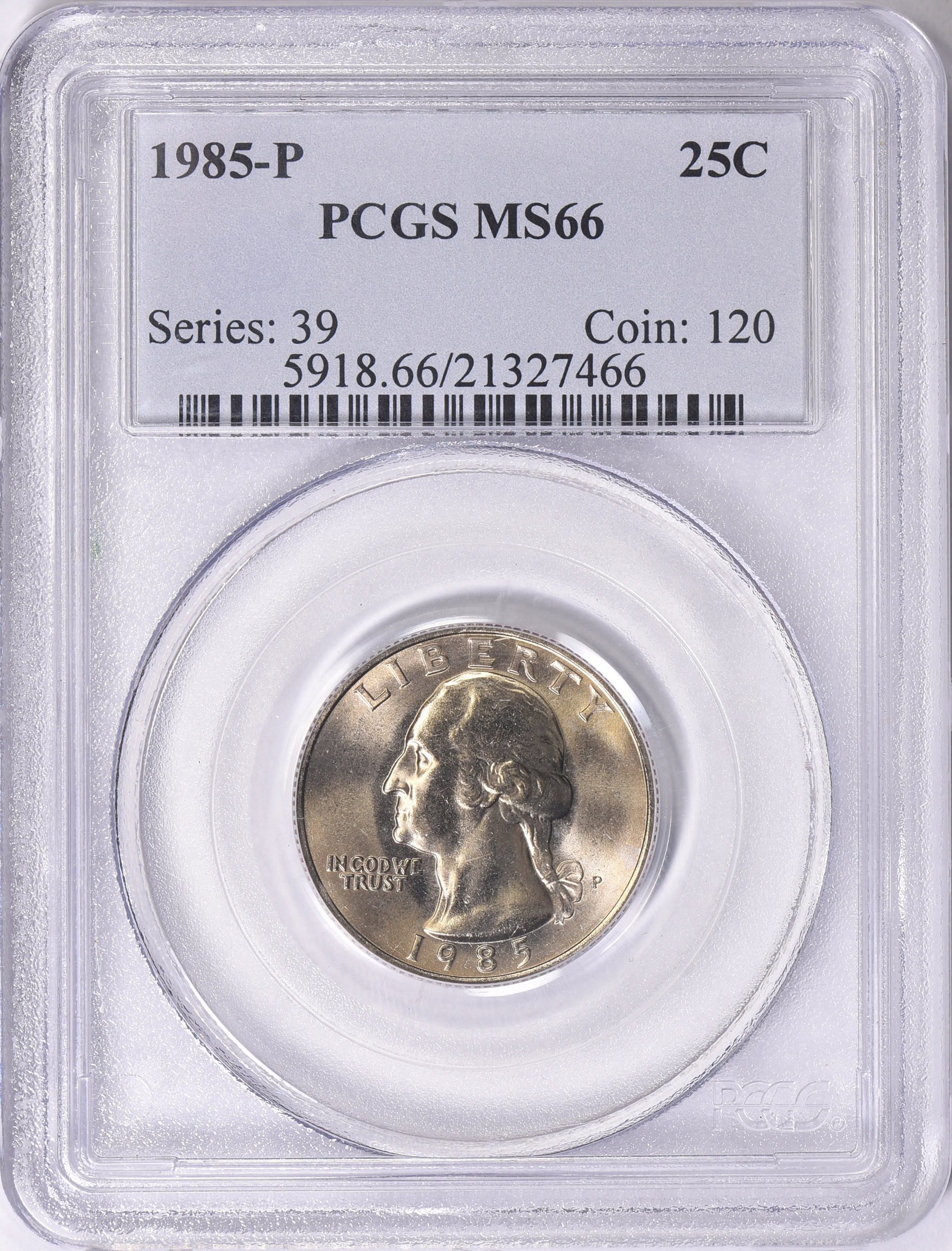 1985-P Washington Quarter PCGS MS-66 (Item 1719335) | GreatCollections ...
