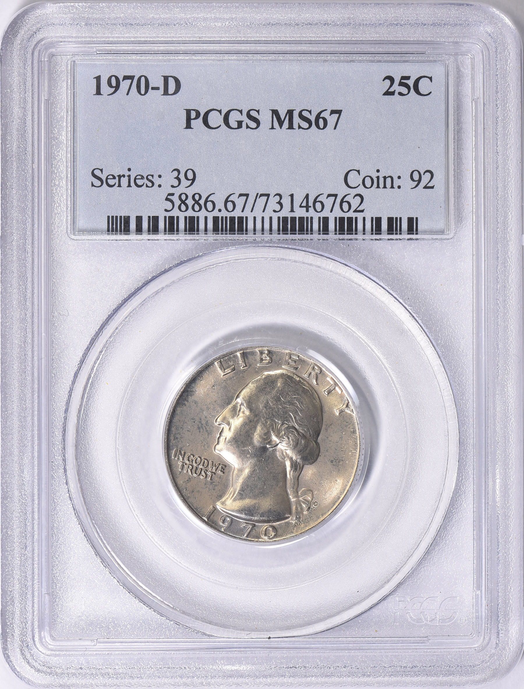 1970-D Washington Quarter PCGS MS-67 (Item 1719350) | GreatCollections Coin Auctions