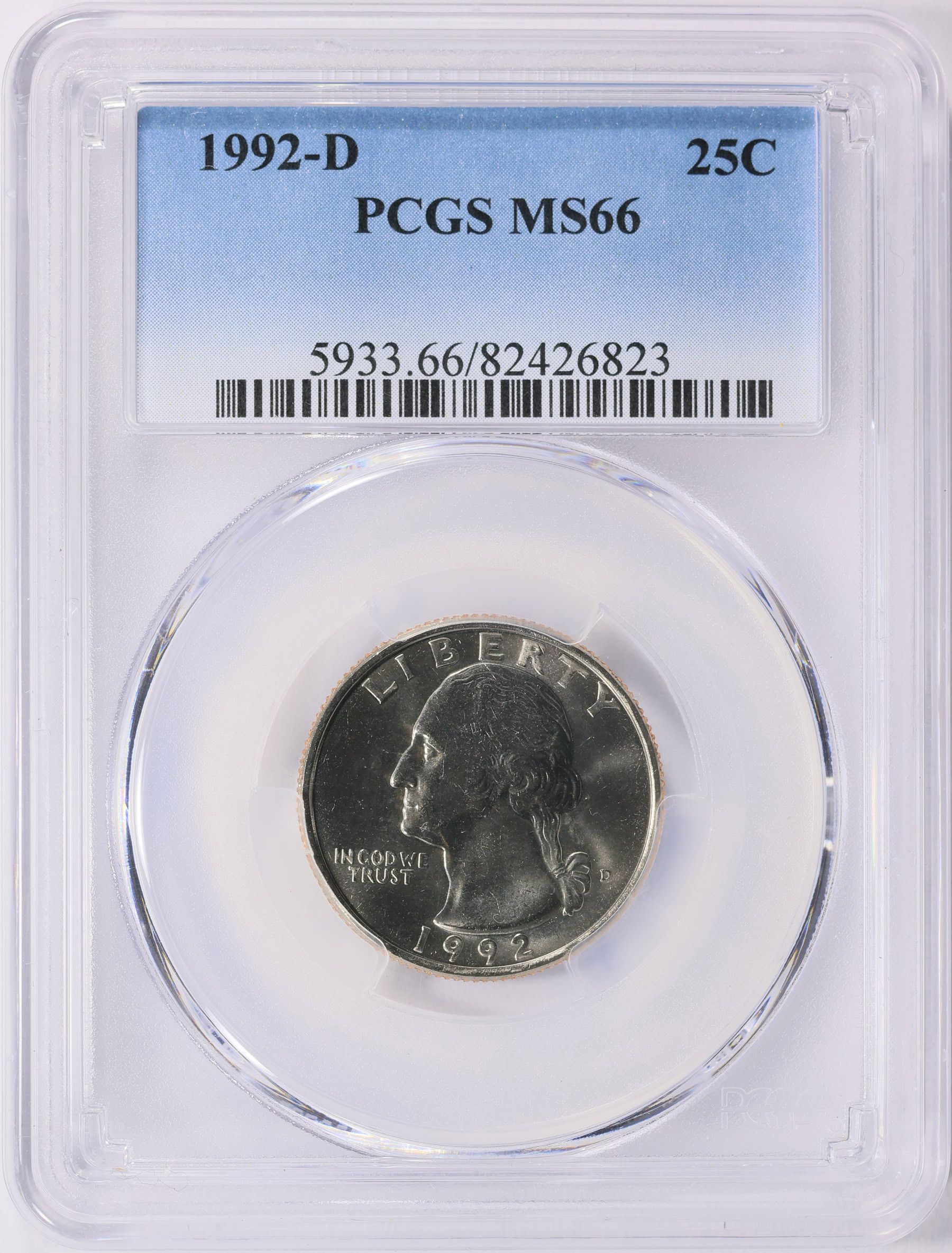 1992-D Washington Quarter PCGS MS-66 (Item 1719354) | GreatCollections ...
