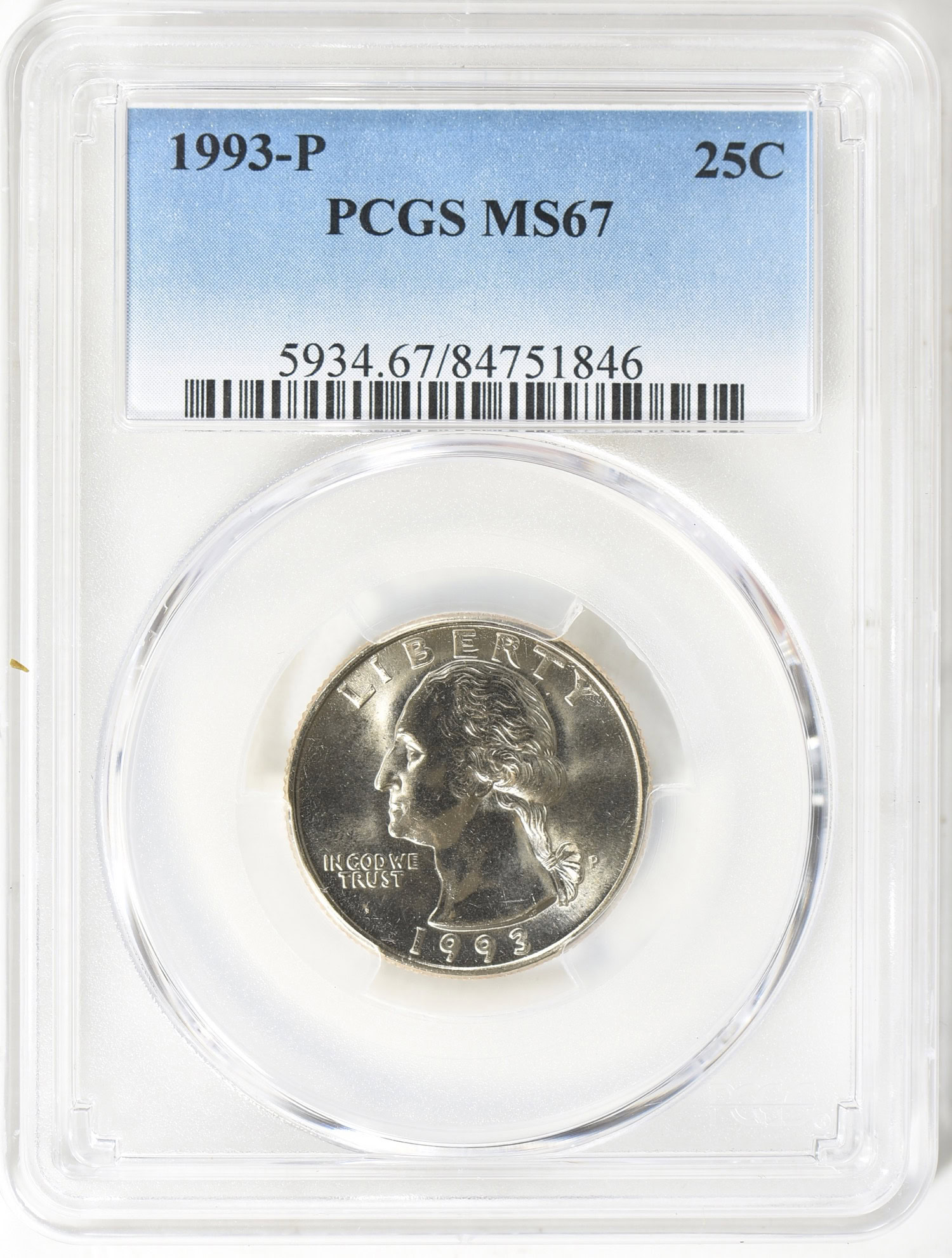 1993-P Washington Quarter PCGS MS-67 (Item 1719364) | GreatCollections ...