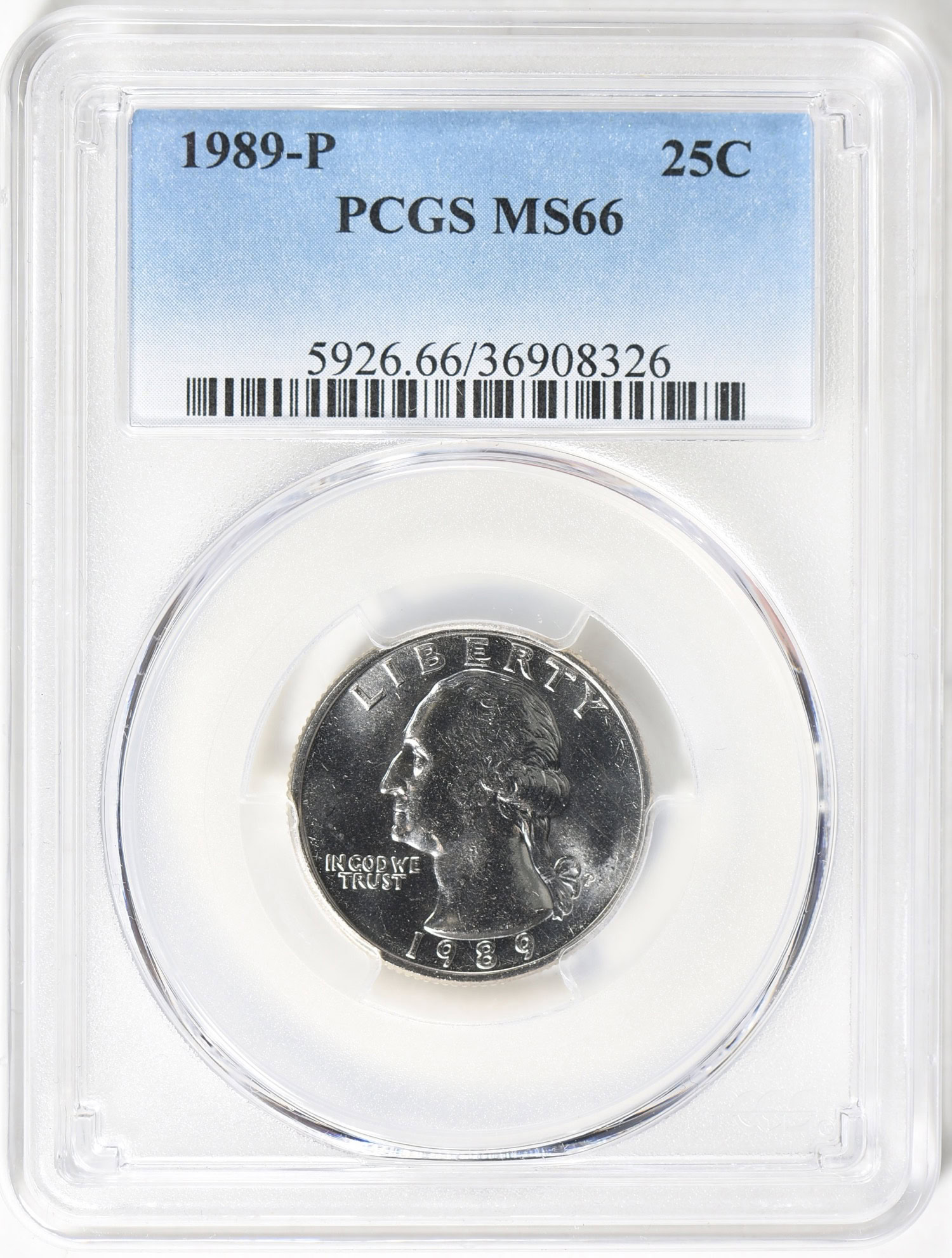1989-P Washington Quarter PCGS MS-66 (Item 1719373) | GreatCollections ...