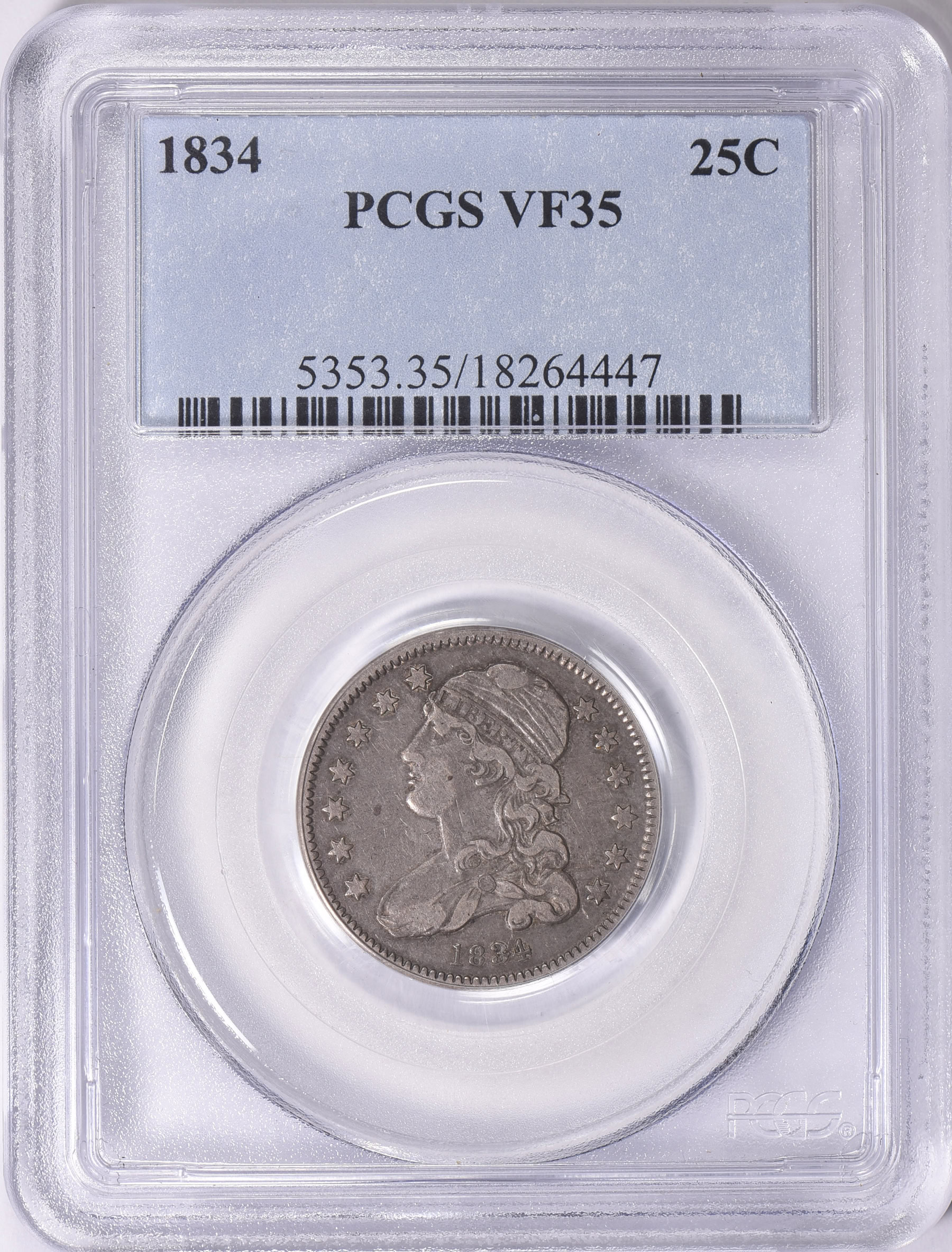 1834 Capped Bust Quarter PCGS VF-35 (Item 1719495) | GreatCollections Coin Auctions