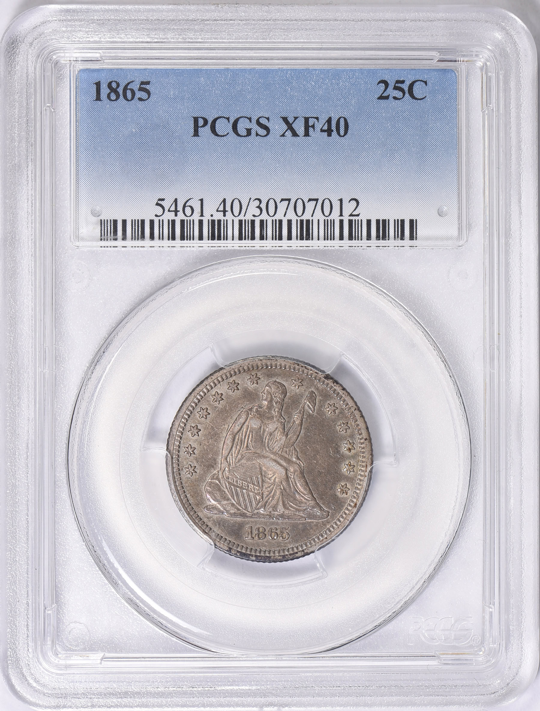 1865 Seated Liberty Quarter PCGS XF-40 (Toned) (Item 1719514 ...