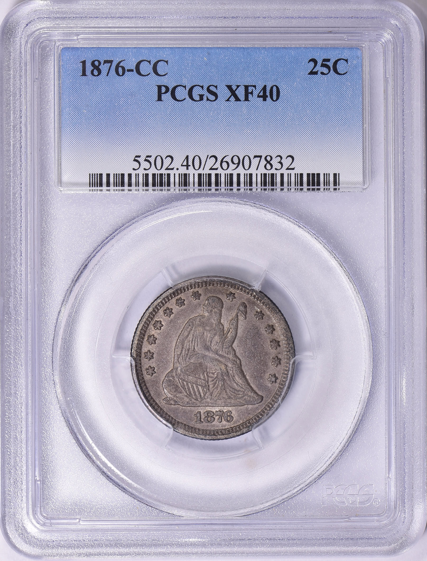 1876-CC Seated Liberty Quarter PCGS XF-40 (Item 1719518) | GreatCollections Coin Auctions